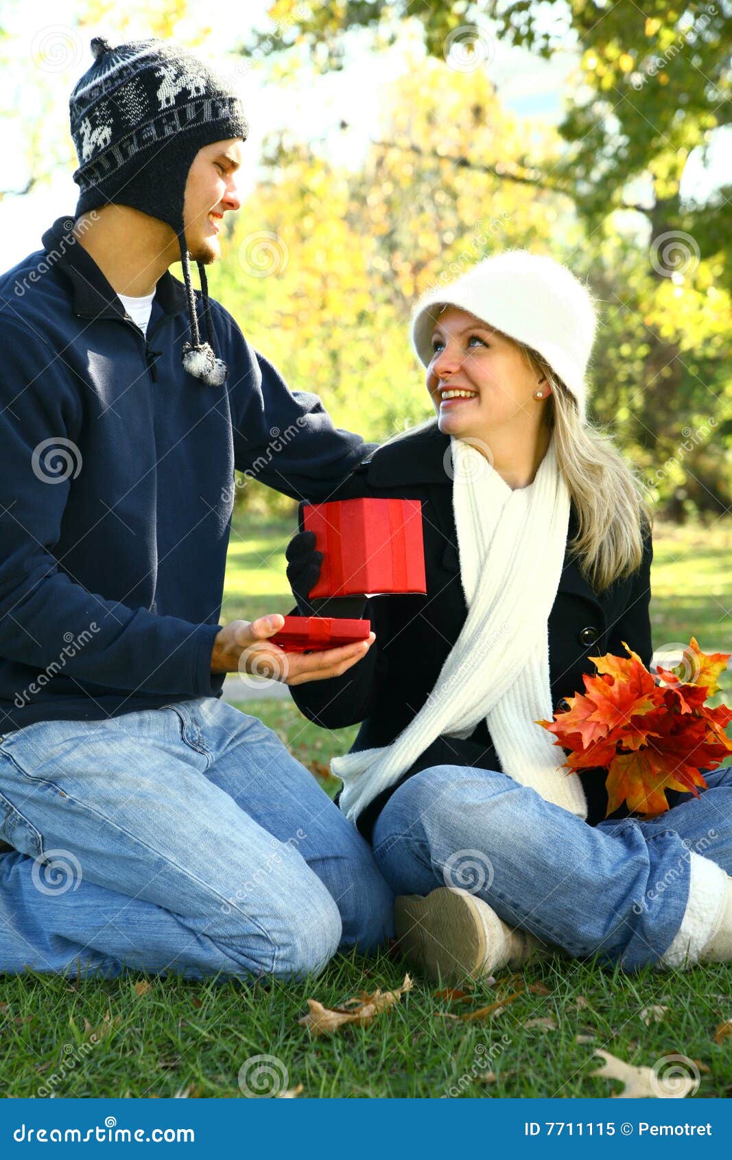 Young Woman Receive a Gift stock image. Image of park - 7711115