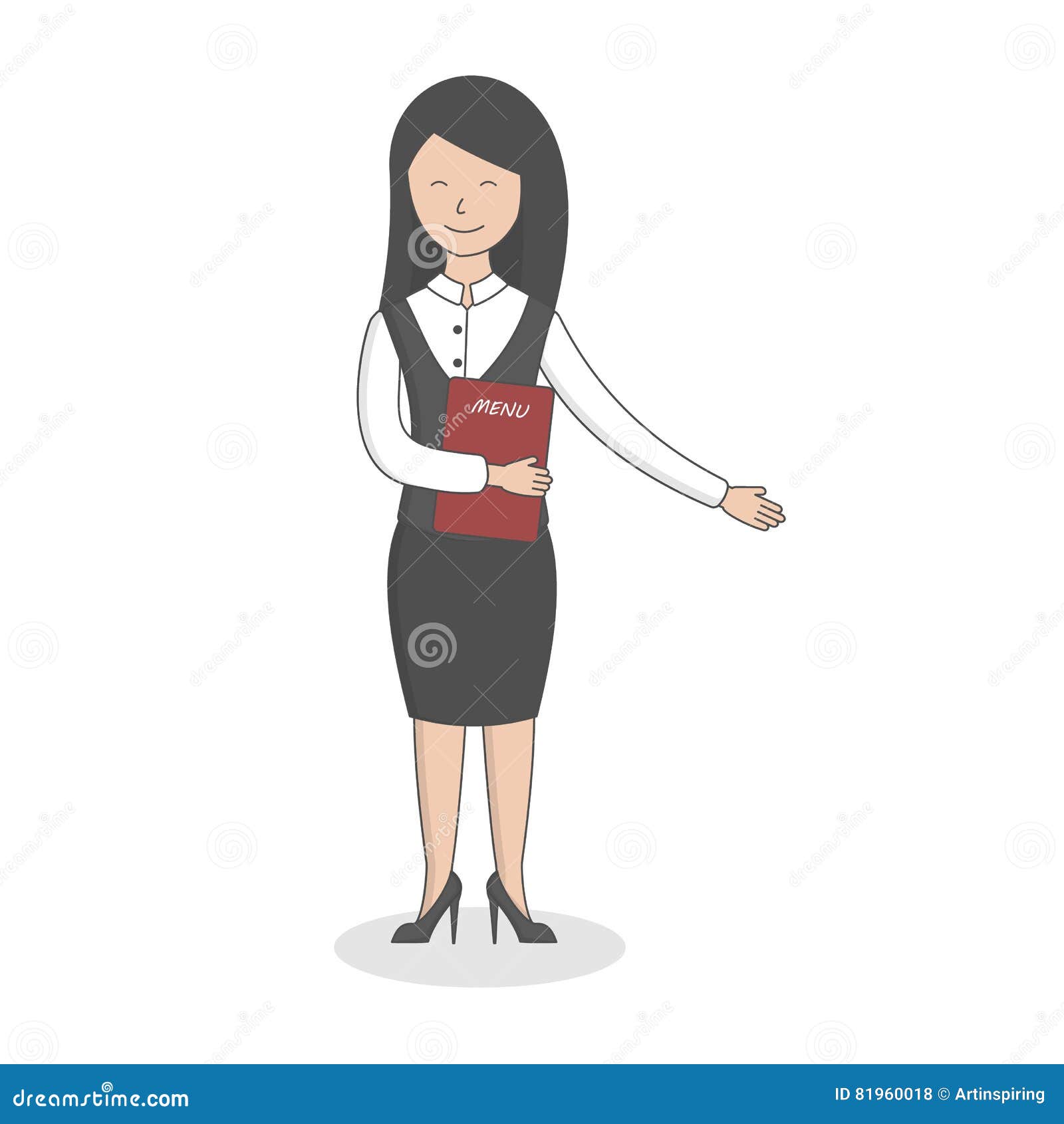 Young Woman Receptionist in Uniform Stands Stock Vector - Illustration ...