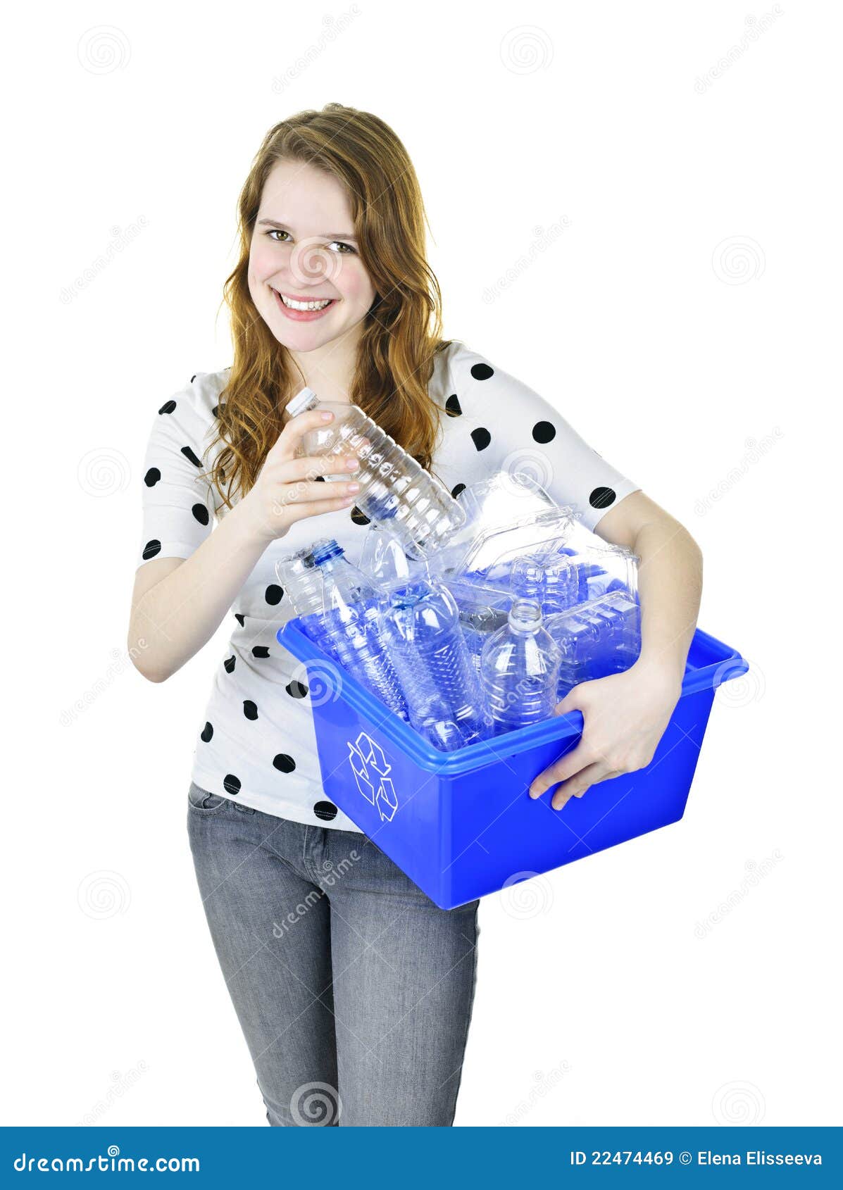 Young Woman with Recycling Box Stock Image - Image of polyethylene ...