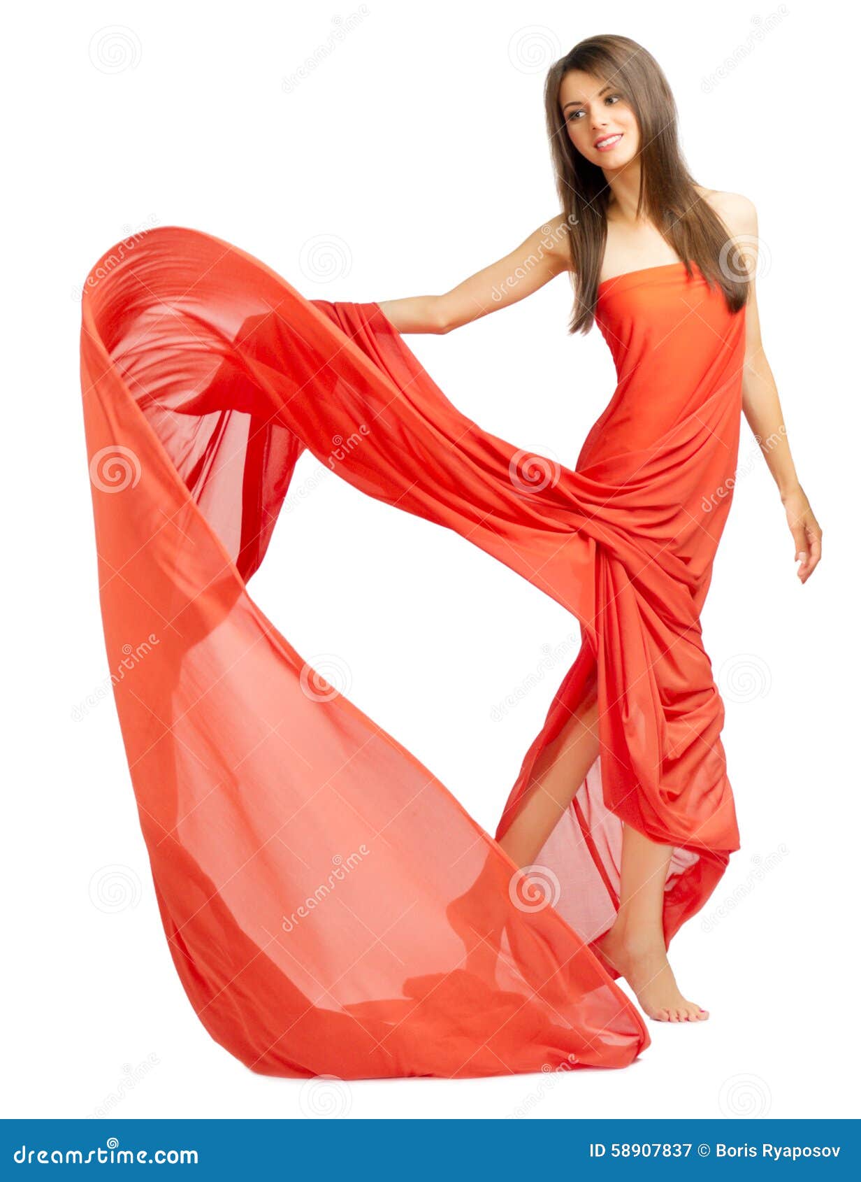 Young woman in red cloth stock image. Image of hair, color - 58907837