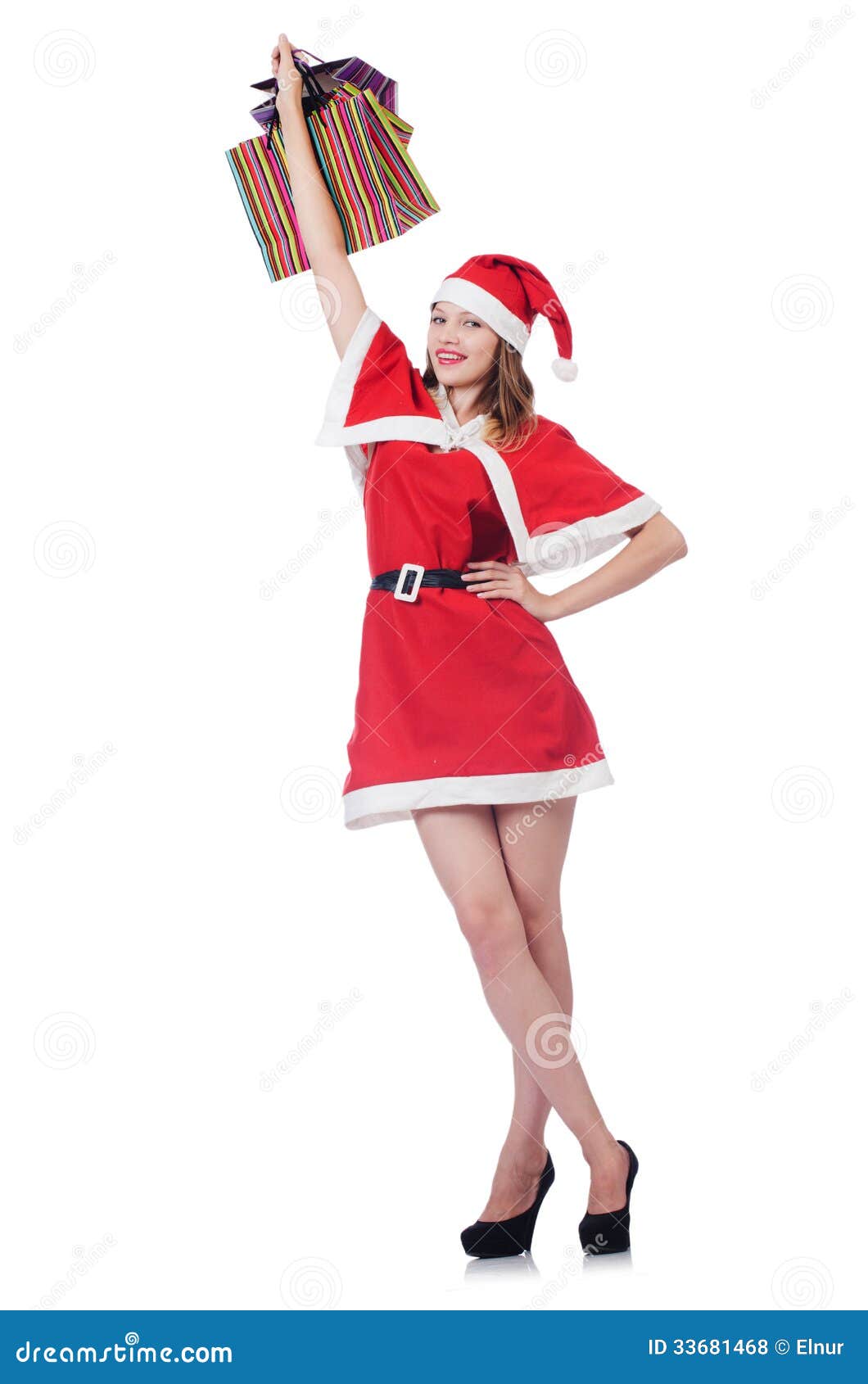 Young Woman in Red Santa Costume Stock Photo - Image of costume, claus ...