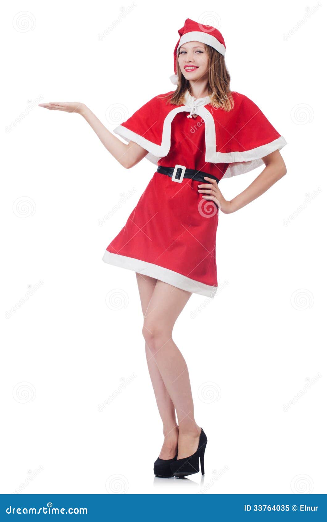 Young Woman in Red Santa Costume Stock Image - Image of maiden ...