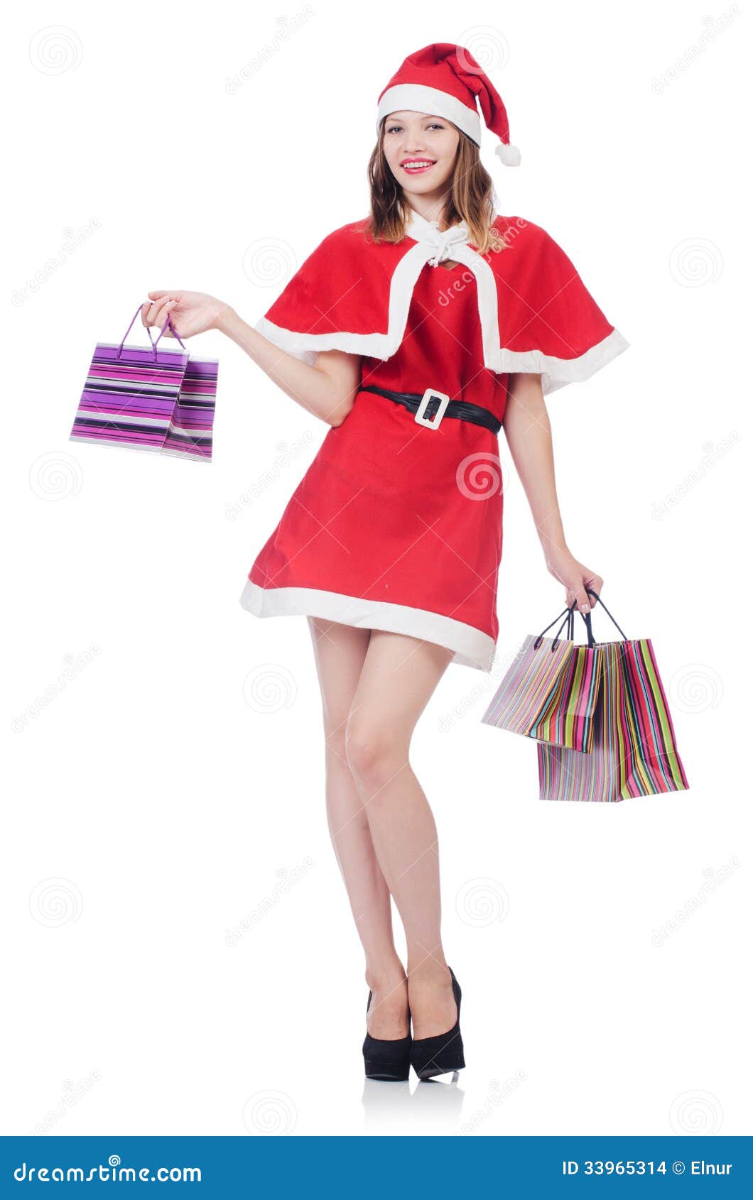 Young Woman in Red Santa Costume Stock Photo - Image of holding, adult ...