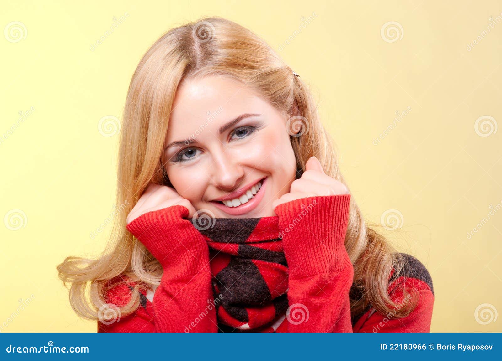 Young woman in red sweater stock photo. Image of fashion - 22180966