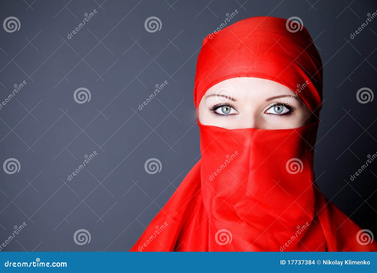 Young Woman in Red Veil Photo Stock Photo - Image of muslim, exotic ...