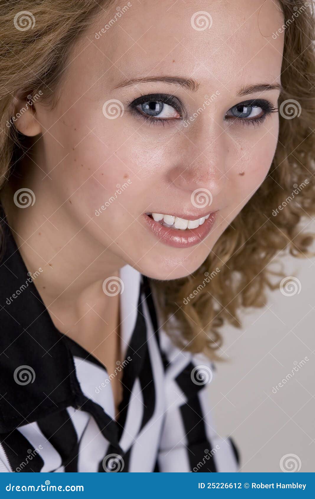 Young Woman in Referee Striped Shirt Stock Photo - Image of pretty ...