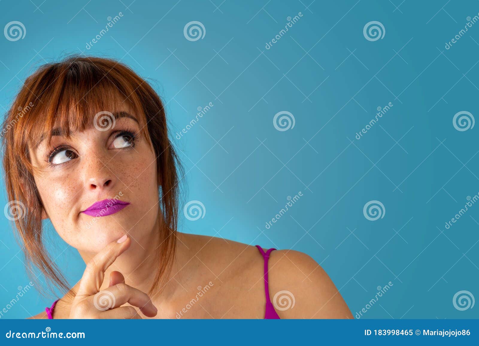 Young Woman in Reflective Pose with Copy Space Stock Image - Image of ...