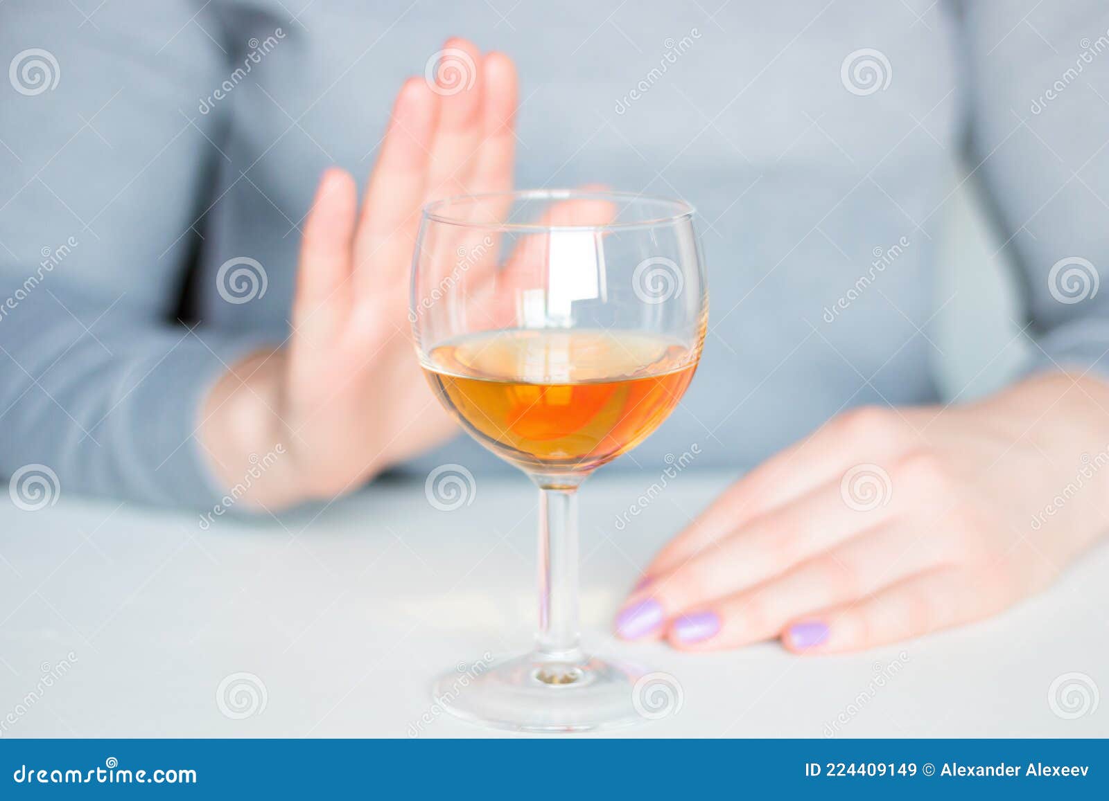 Young Woman Refuses Alcohol Stock Image - Image of misfortune, danger ...