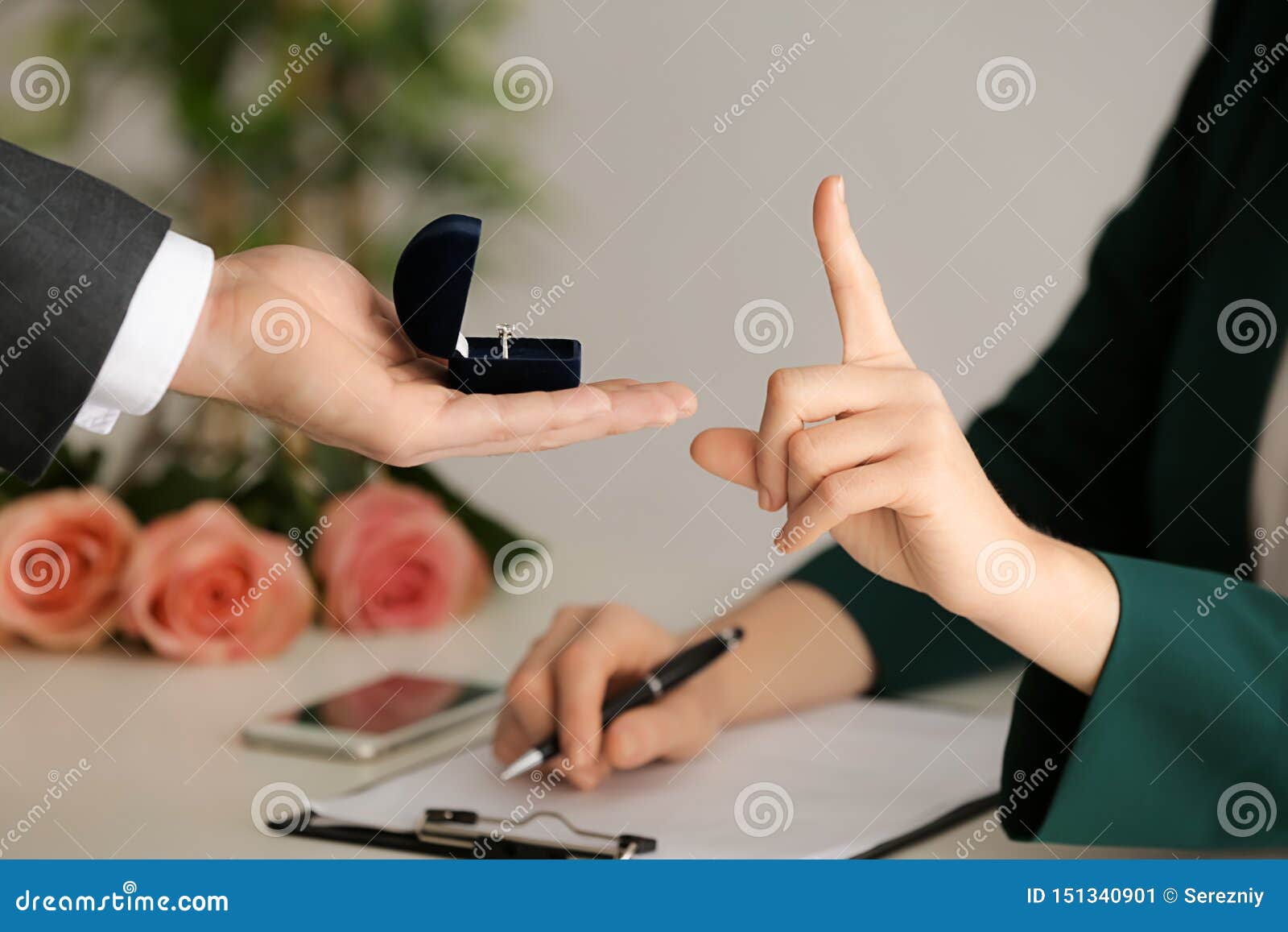 Young Woman Rejecting Marriage Proposal Stock Image - Image of ...