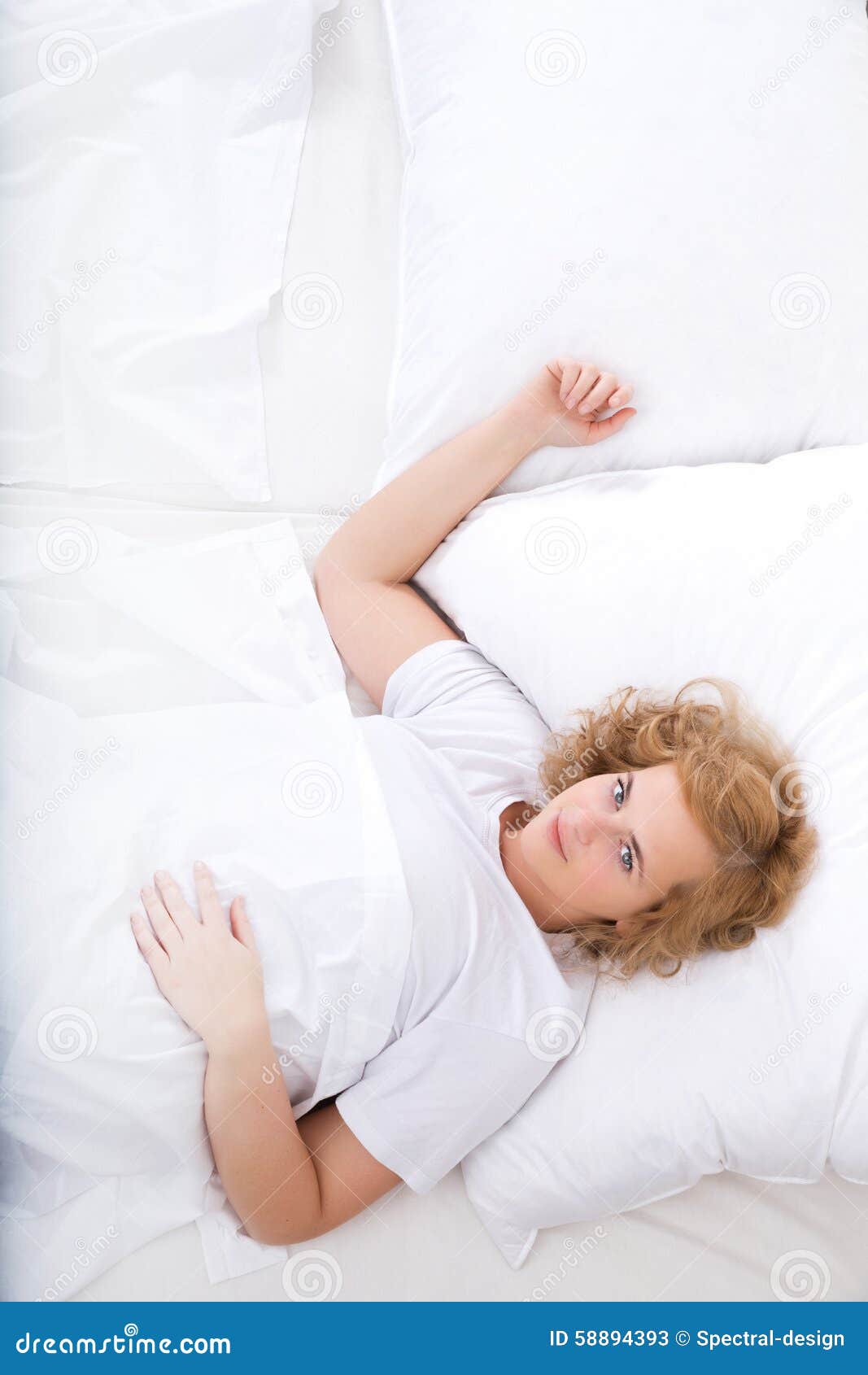 Young Woman Relaxing in Bed Stock Image - Image of comfortable, human ...