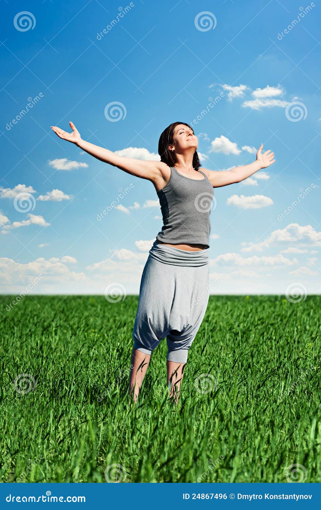 Young Woman Relaxing at the Field Stock Photo - Image of clean, girl ...