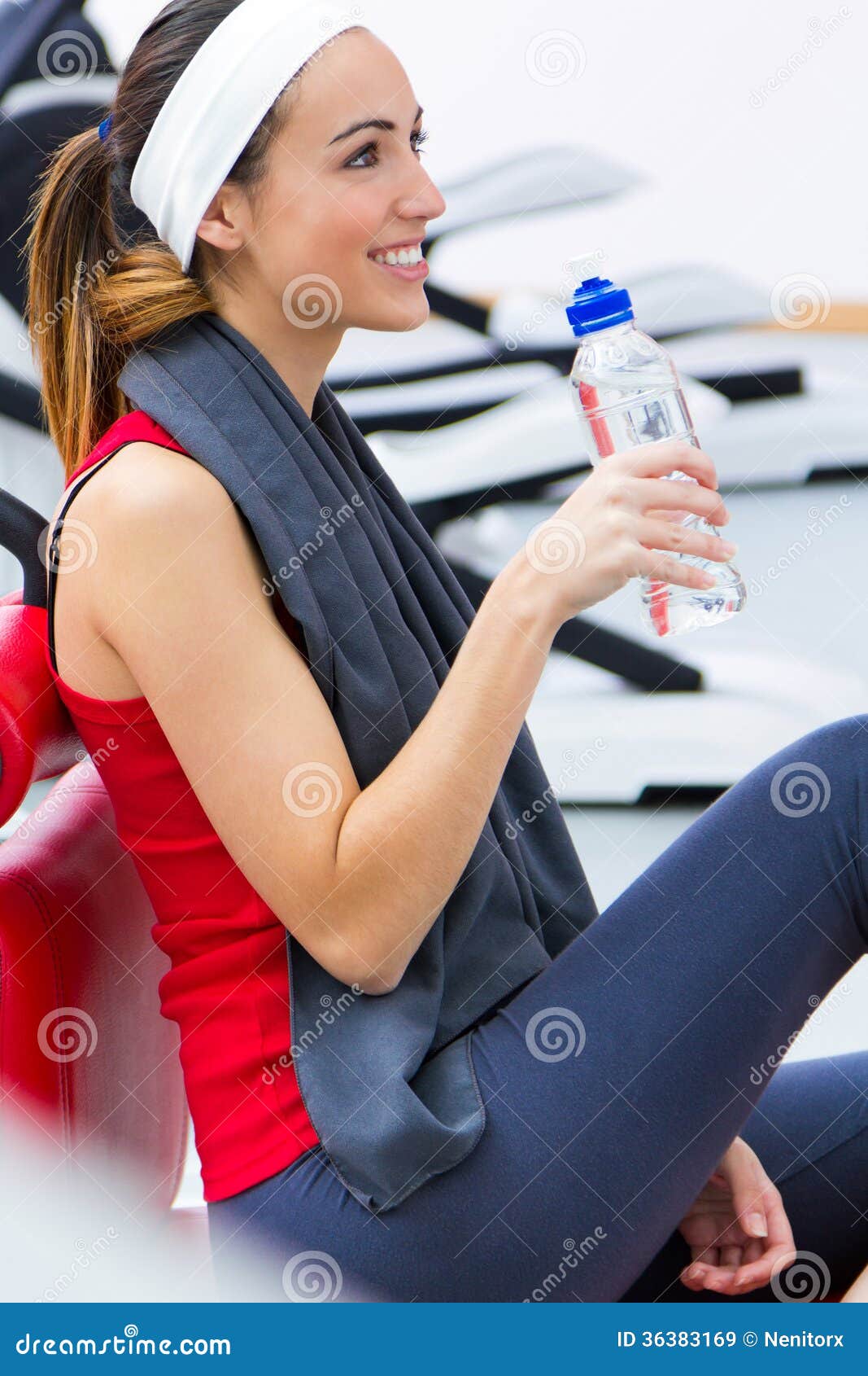 Young Woman Relaxing in the Gym after Making Exerc Stock Image - Image ...