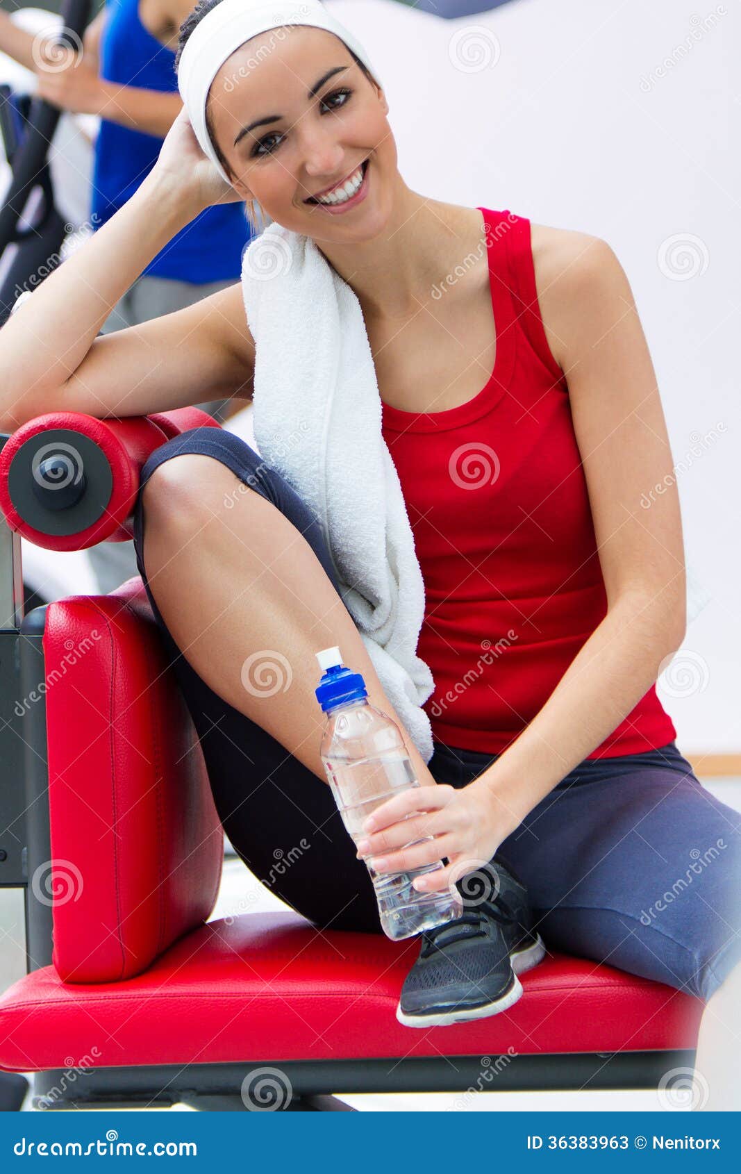 Young Woman Relaxing in the Gym after Making Exerc Stock Image - Image ...