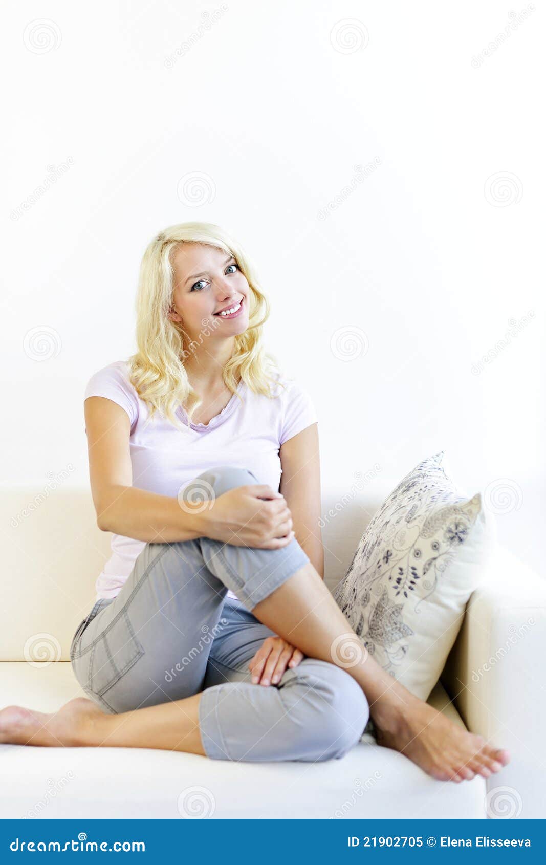 Young Woman Relaxing at Home Stock Image - Image of comfortable, inside ...