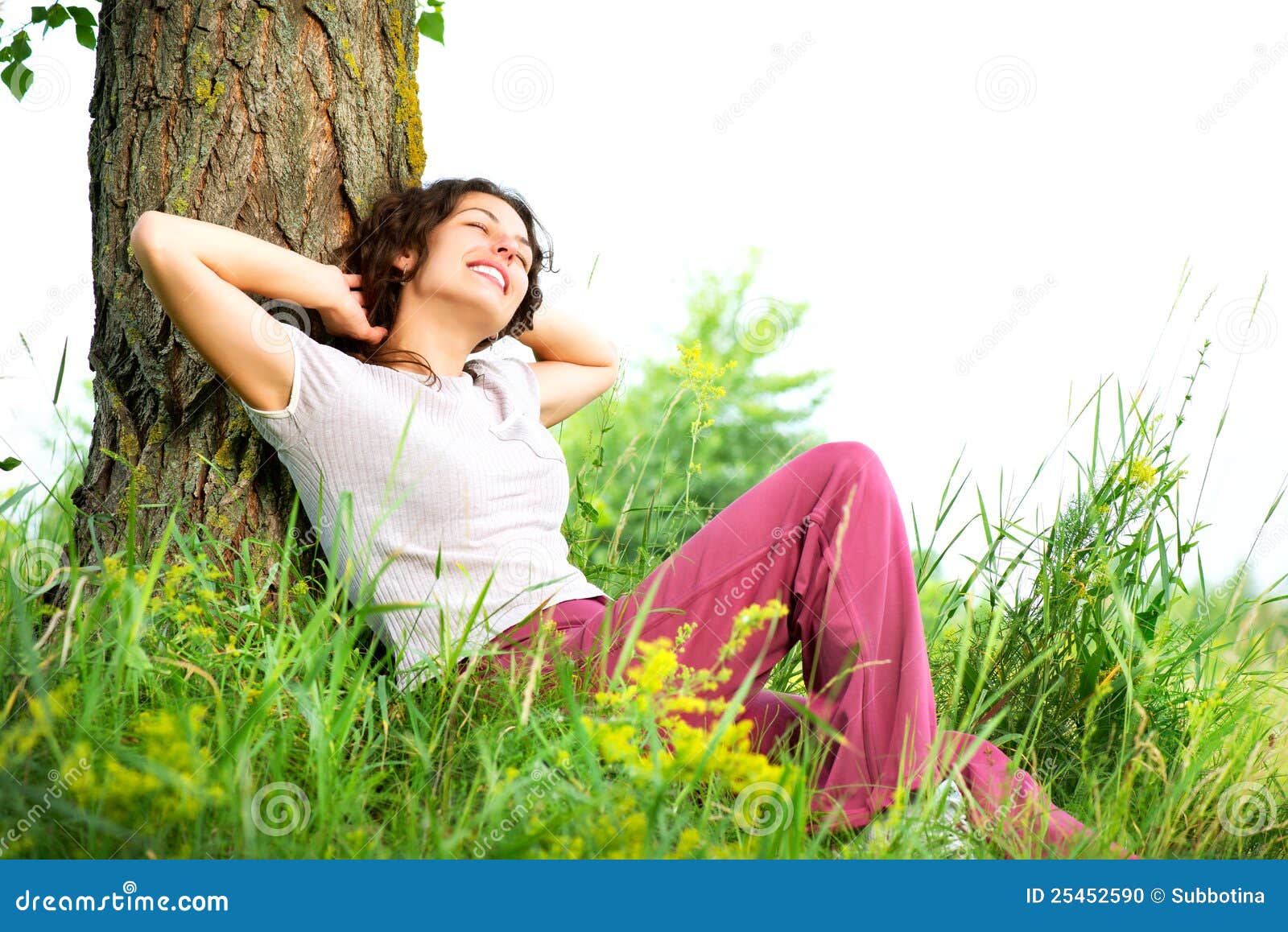 Young Woman Relaxing Outdoors Stock Photo - Image of grass, beauty ... Young Woman Relaxing Outdoors Stock Photo - Image of grass, beauty ...
