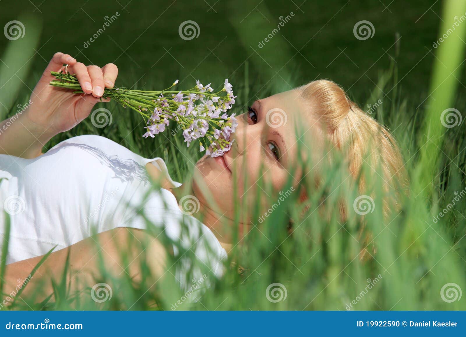 Young Woman Relaxing Outside Stock Photo - Image of girl, meadow: 19922590