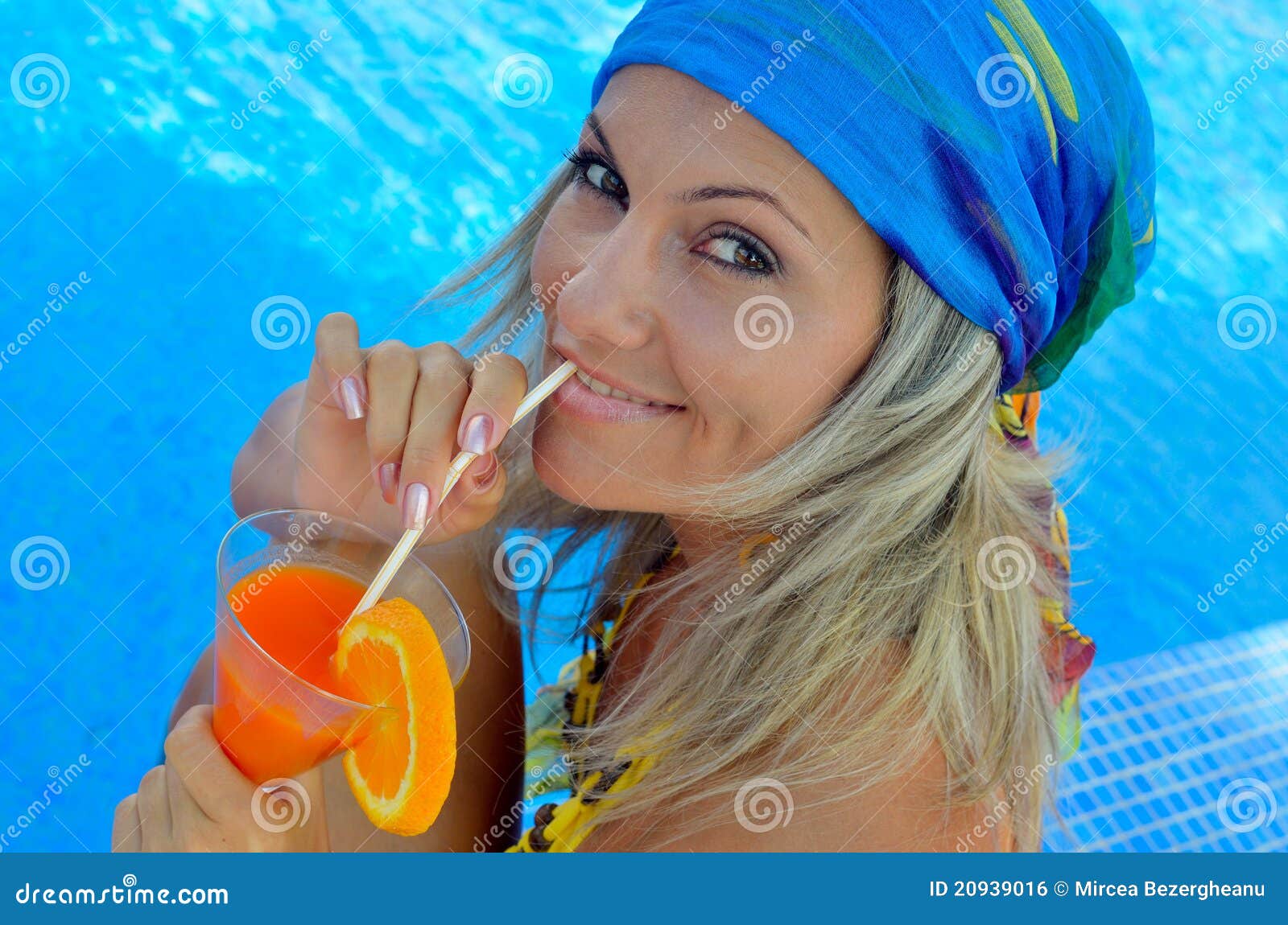 Young Woman Relaxing at the Pool Stock Photo - Image of people, bathing ...