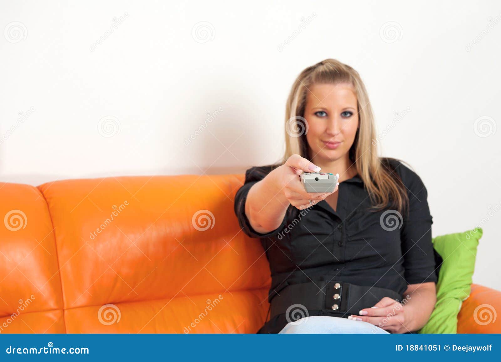 Young Woman with Remote Control Stock Image - Image of beautiful ...