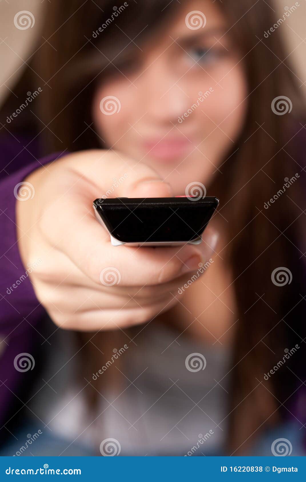 Young Woman with Remote Control Close-up Stock Photo - Image of girl ...