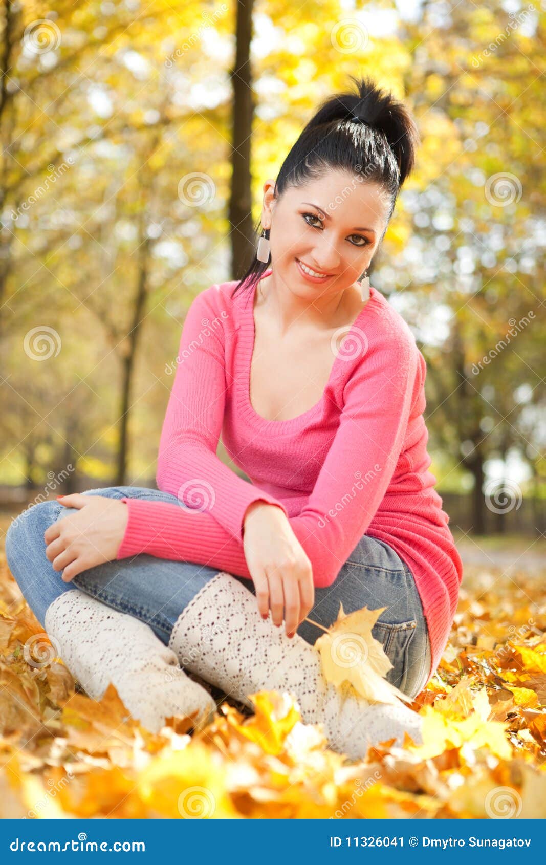 Young Woman Rest in the Autumn Park Stock Image - Image of health ...
