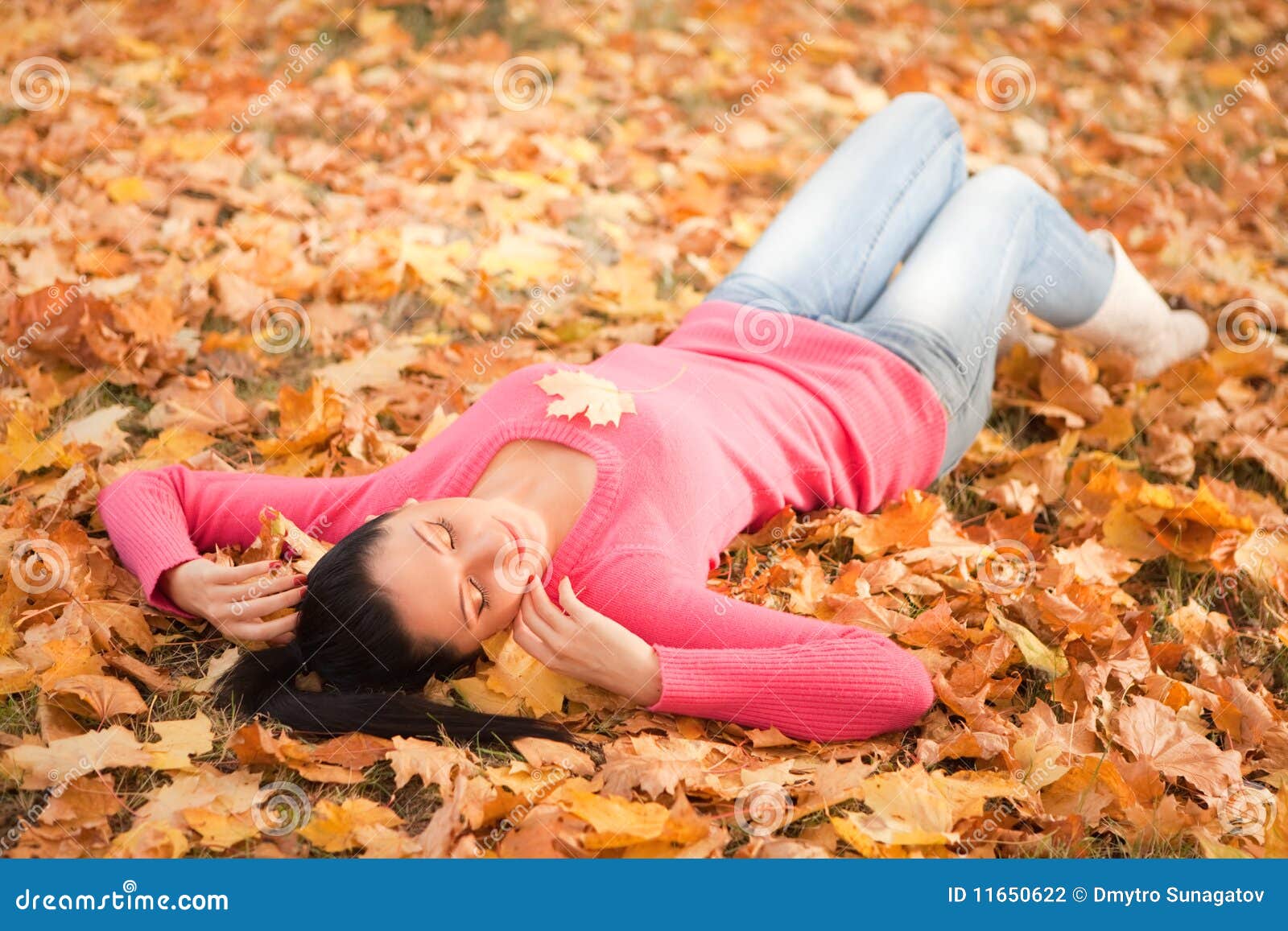 Young Woman Rest in the Autumn Park Stock Photo - Image of girl, model ...