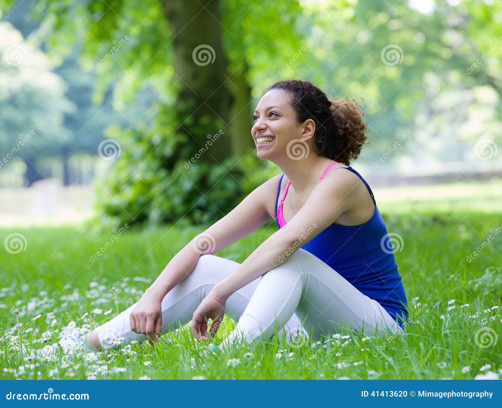 Young Woman Resting after Workout Stock Photo - Image of green, girl ...