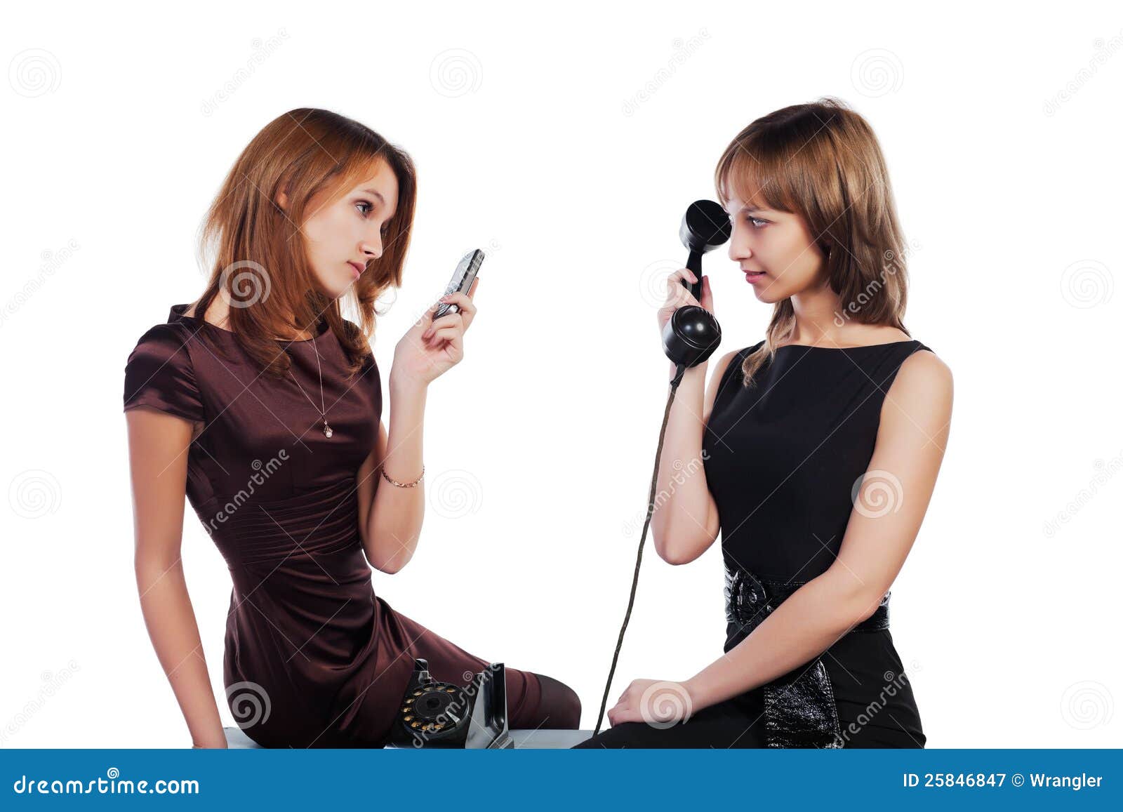 Young Woman with a Retro Phone Stock Image - Image of handset, lady ...