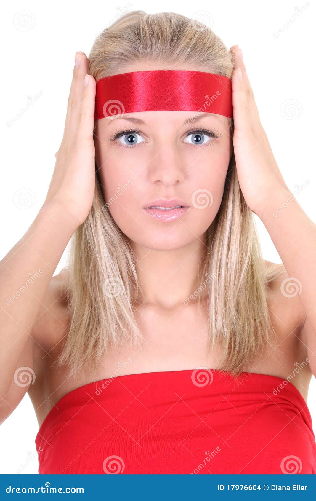 Young Woman with Ribbon on Head Stock Photo - Image of alluring ...
