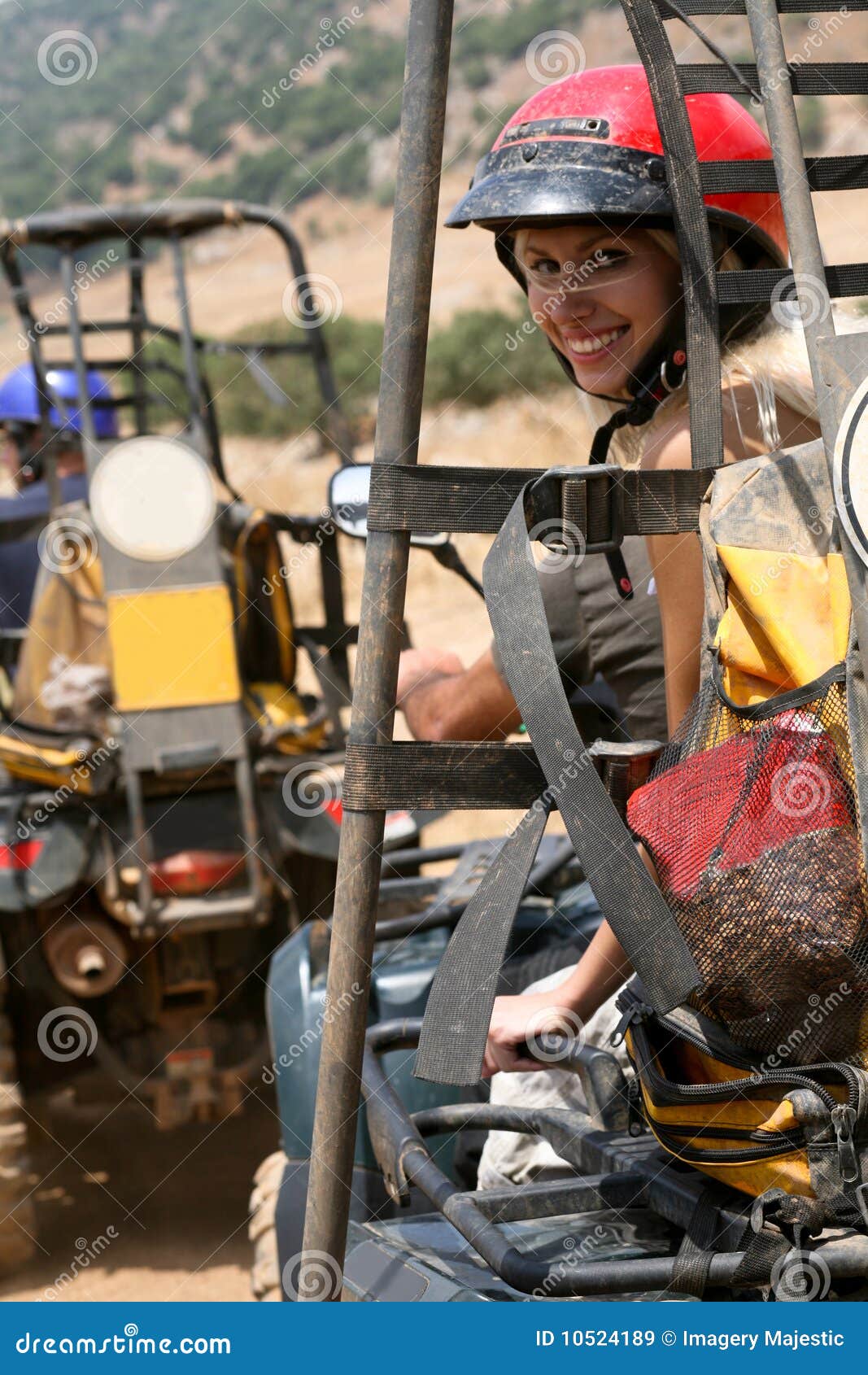 Young woman riding atv stock image. Image of quad, land - 10524189