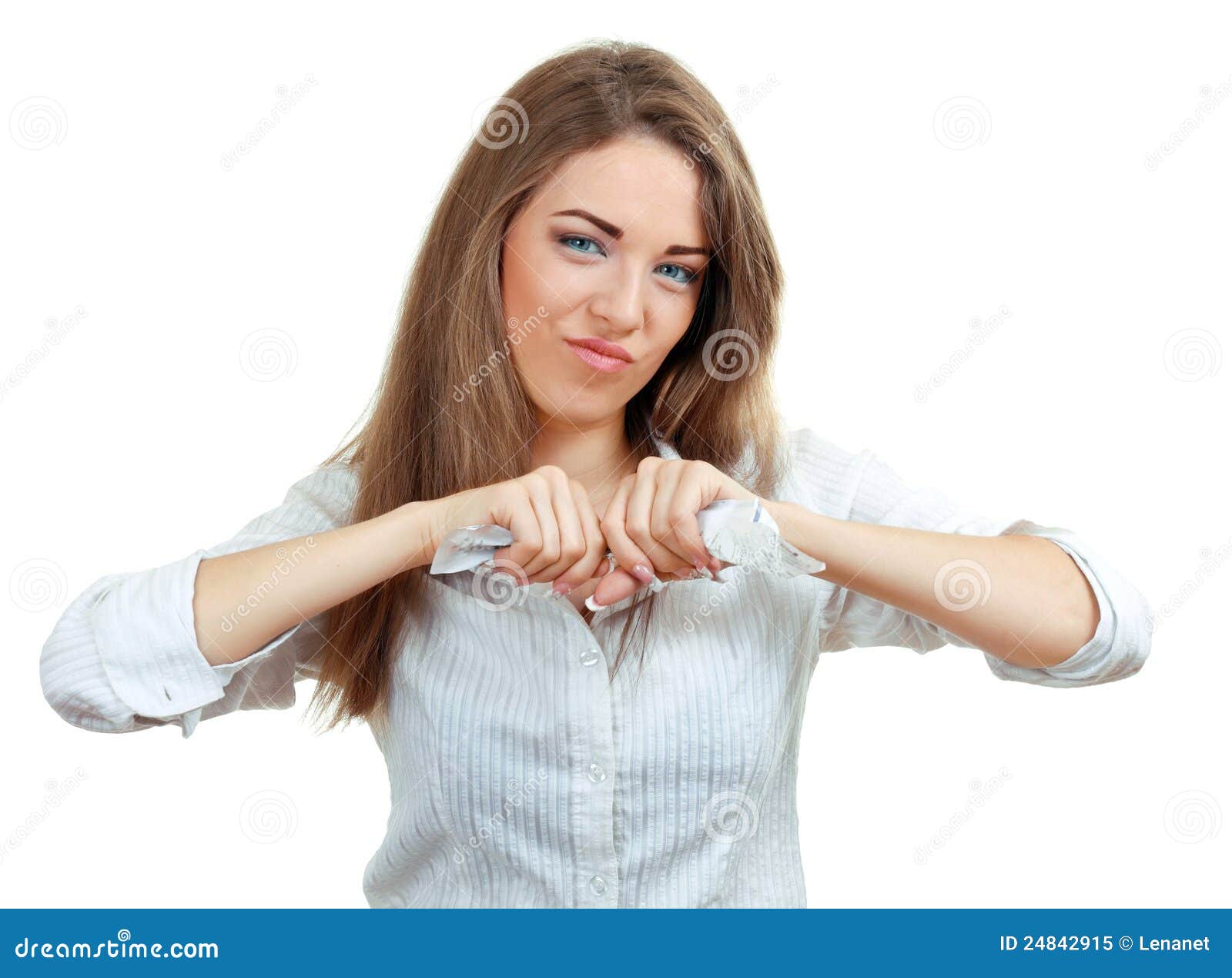 Young woman rip paper stock image. Image of adult, female - 24842915