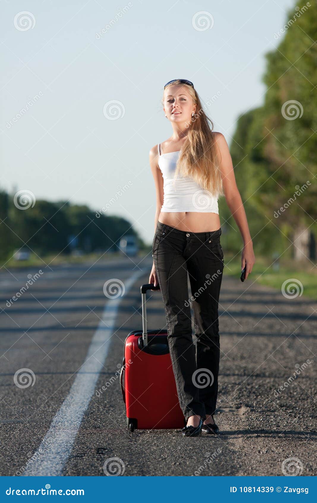 Young woman on the road stock image. Image of late, lifestyles - 10814339