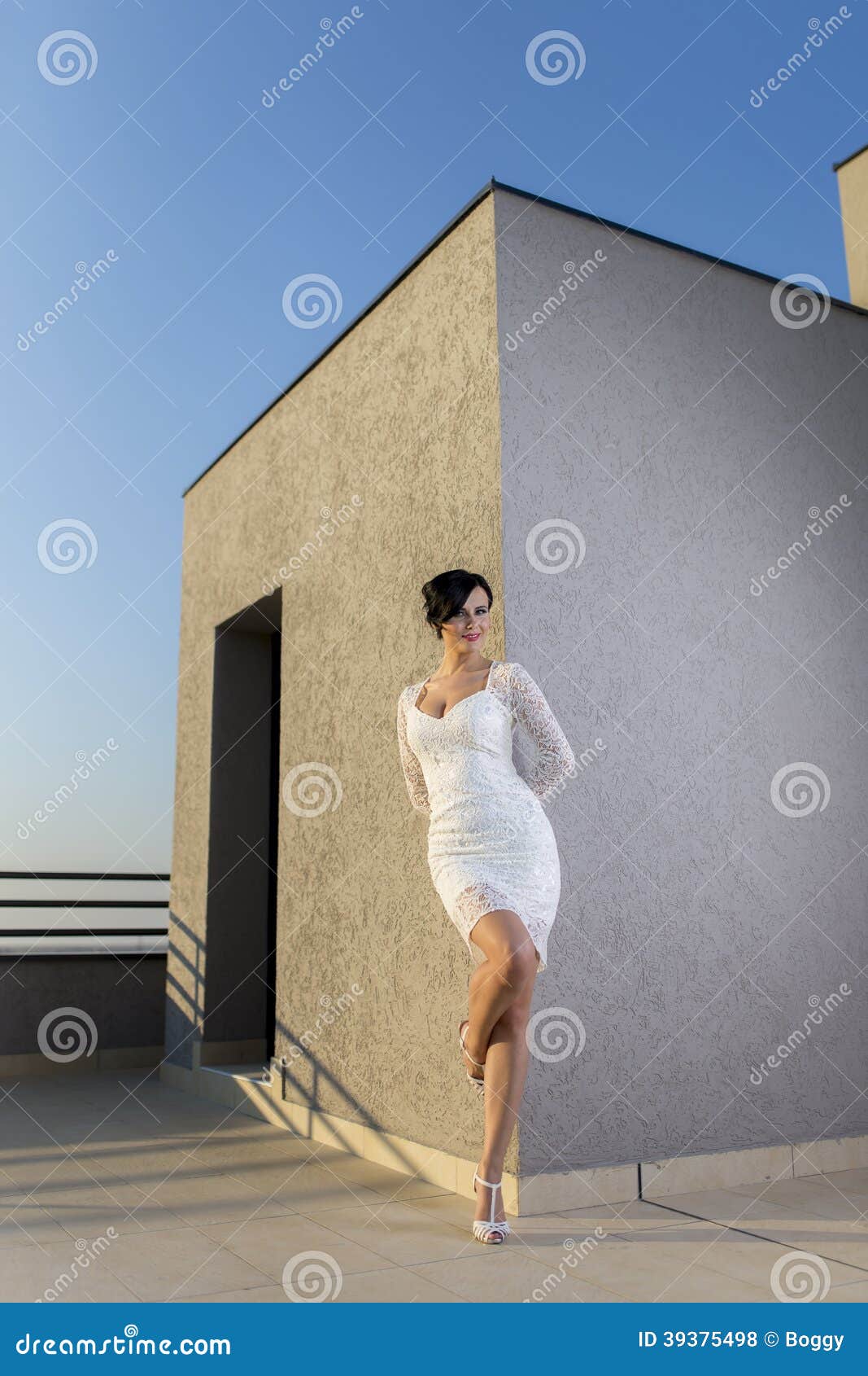 Young woman on roof stock photo. Image of roof, attractive - 39375498