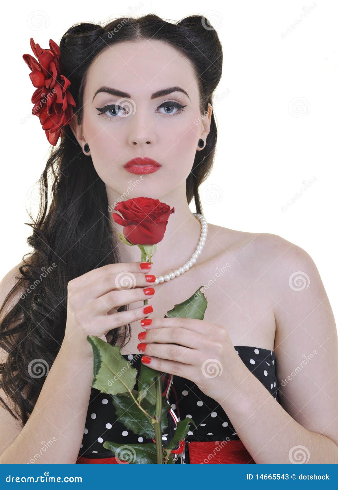 Young Woman With Rose Flower Isolated On White Stock Image - Image of ...