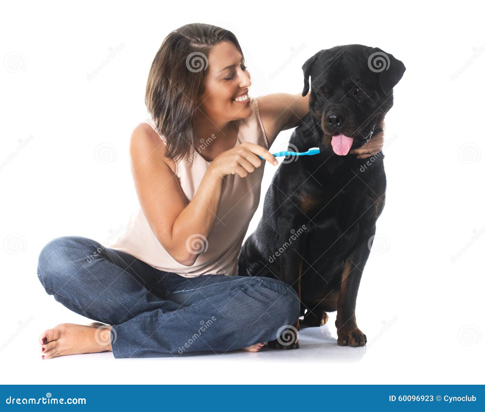 Young woman and rottweiler stock image. Image of smile - 60096923
