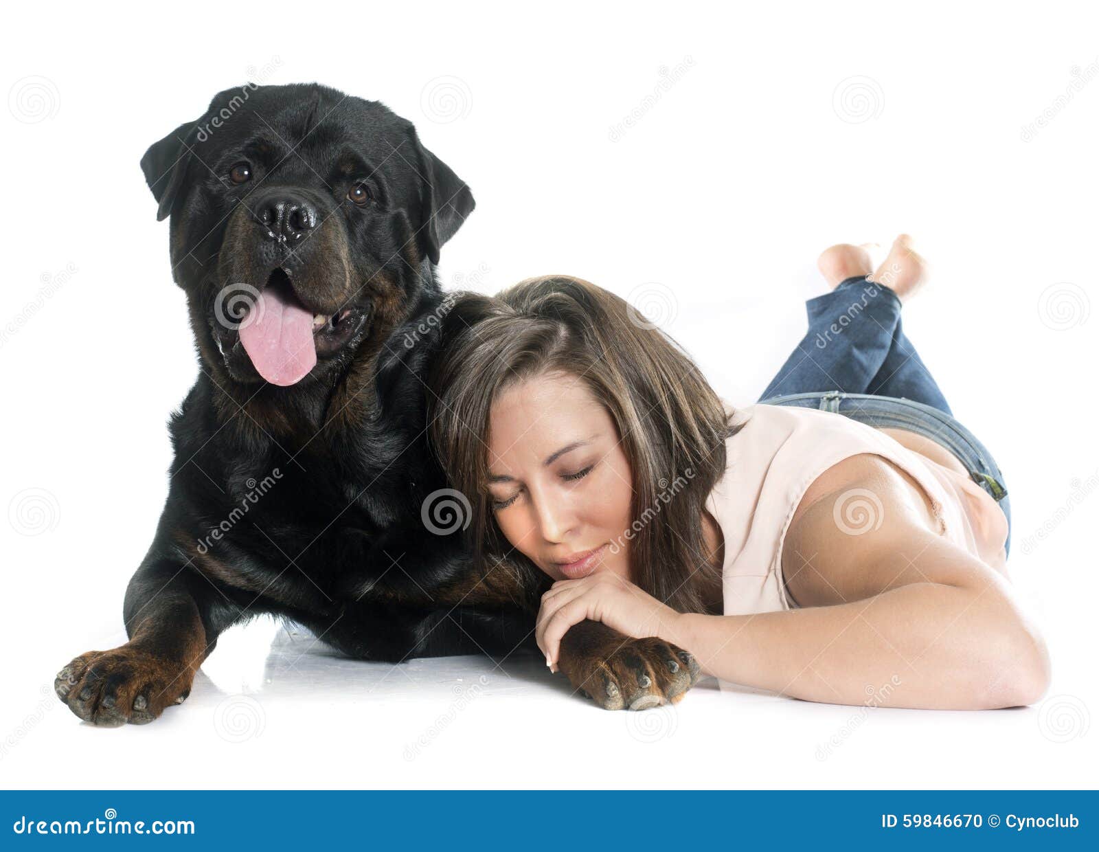 Woman And Rottweiler On The Beach Royalty-Free Stock Photography ...