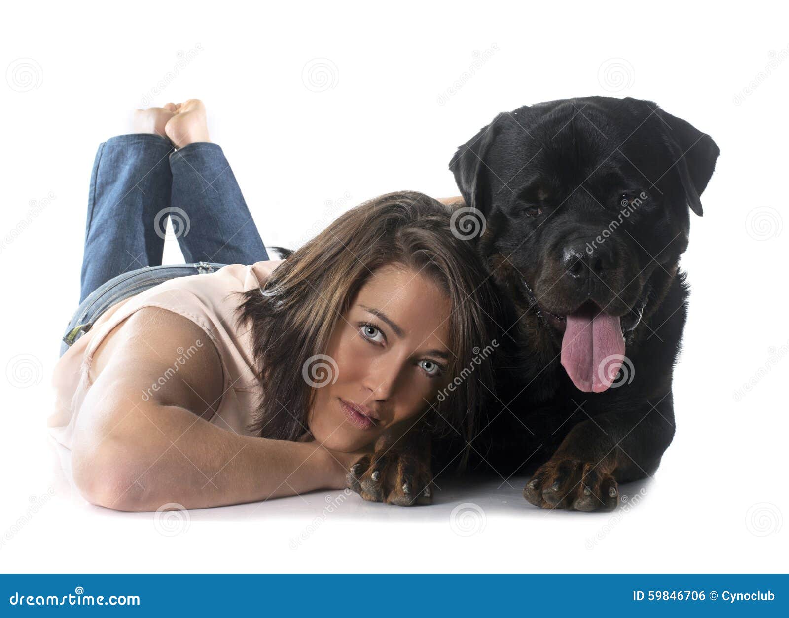 Young woman and rottweiler stock photo. Image of rottweiler - 59846706