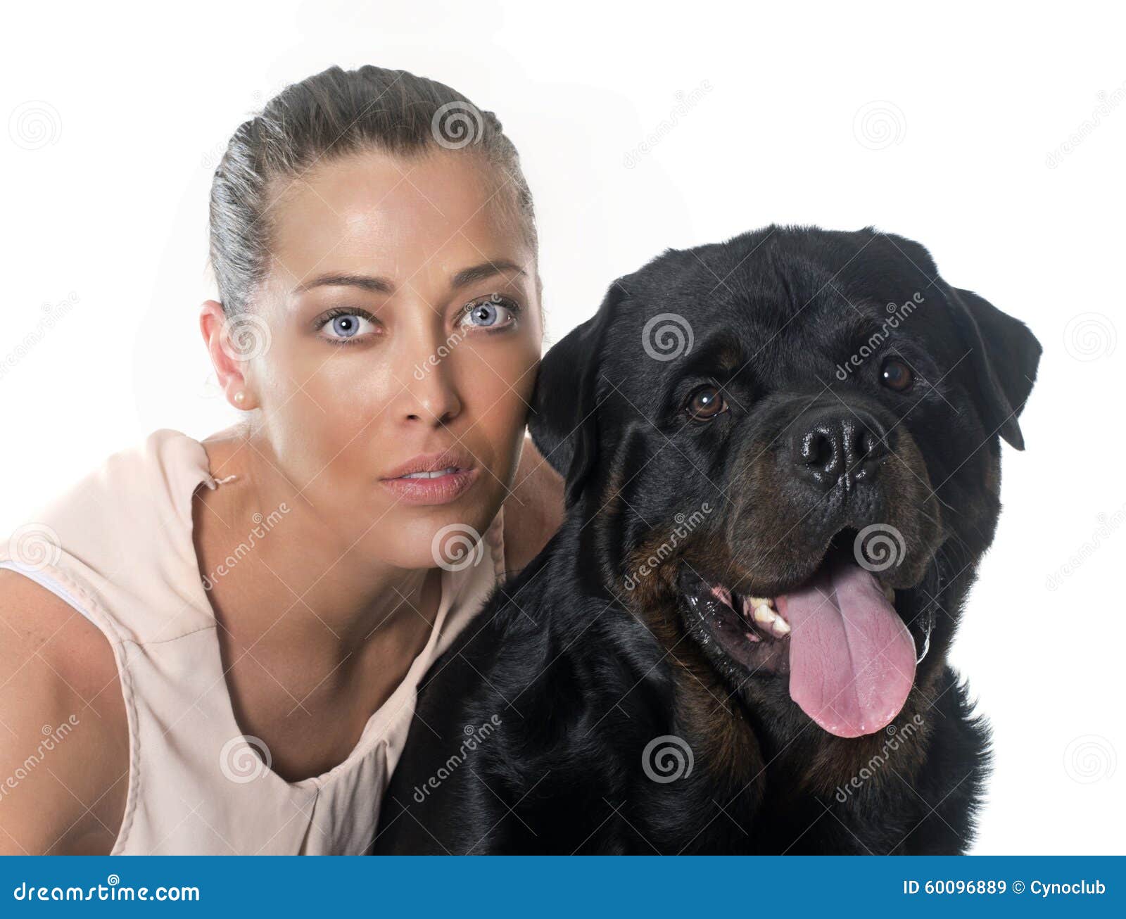 Woman And Rottweiler On The Beach Royalty-Free Stock Photography ...