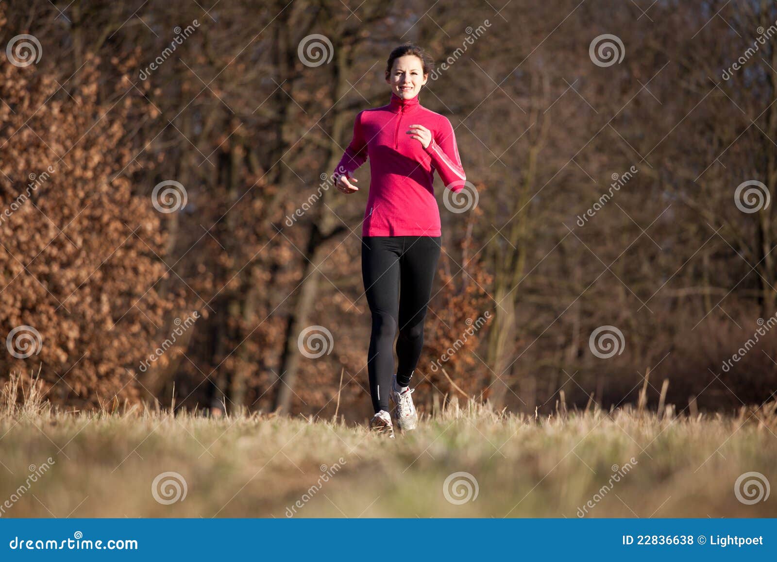 Young Woman Running Outdoors Stock Photo - Image of leisure, lifestyle ...