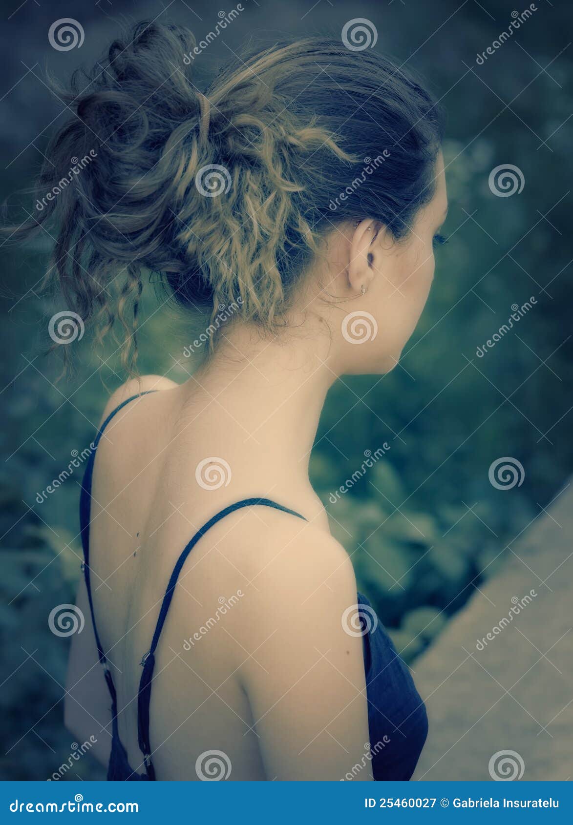 Young Woman S Back in Romantic Light Outdoor Stock Image - Image of ...