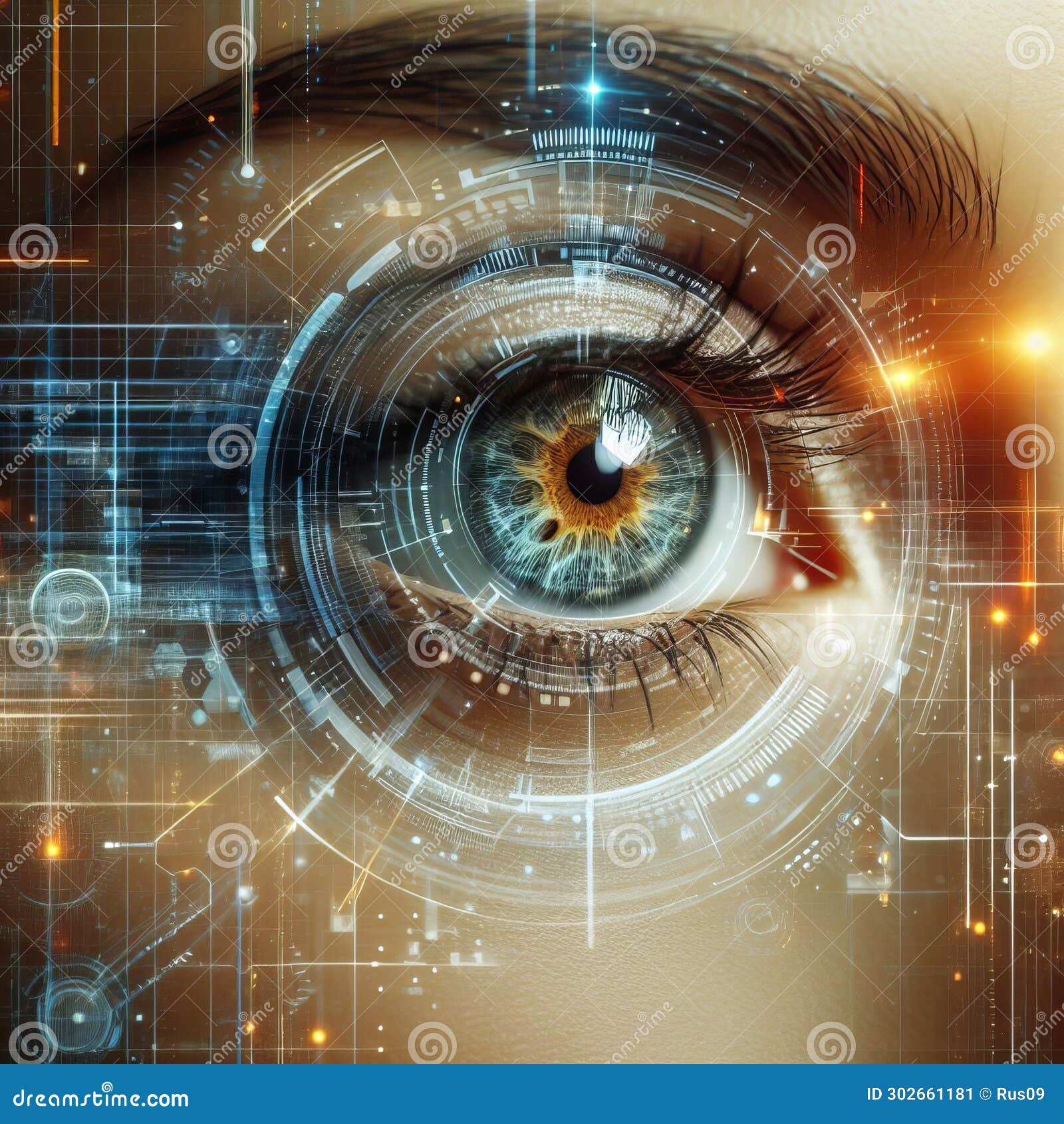 Human Eye with Using the Graphical User Interface Technology. Stock ...