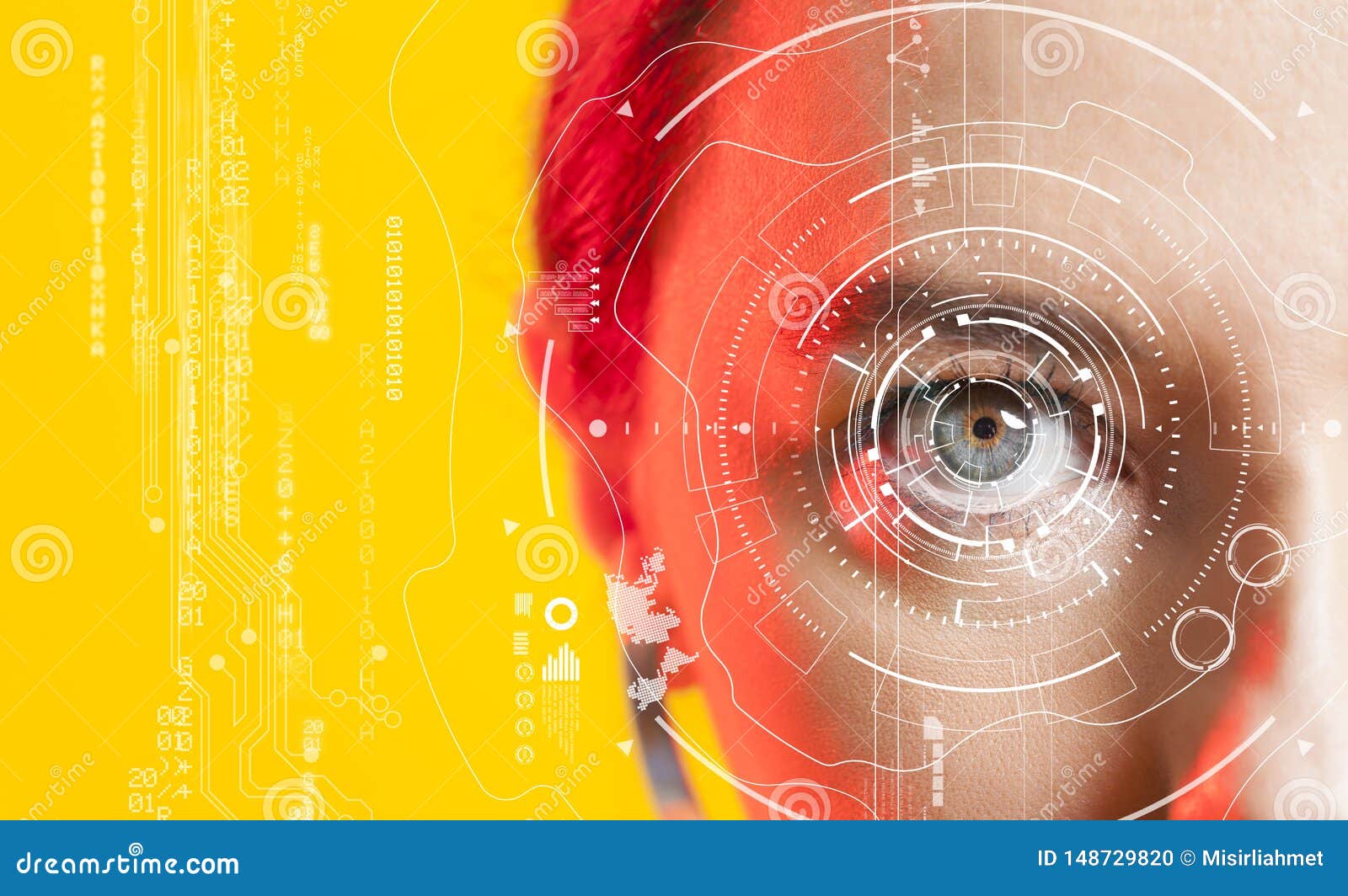Human Eye and Graphical Interface. Smart Wearable Technology Concept ...