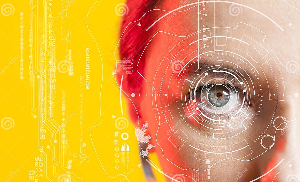 Human Eye and Graphical Interface. Smart Wearable Technology Concept ...