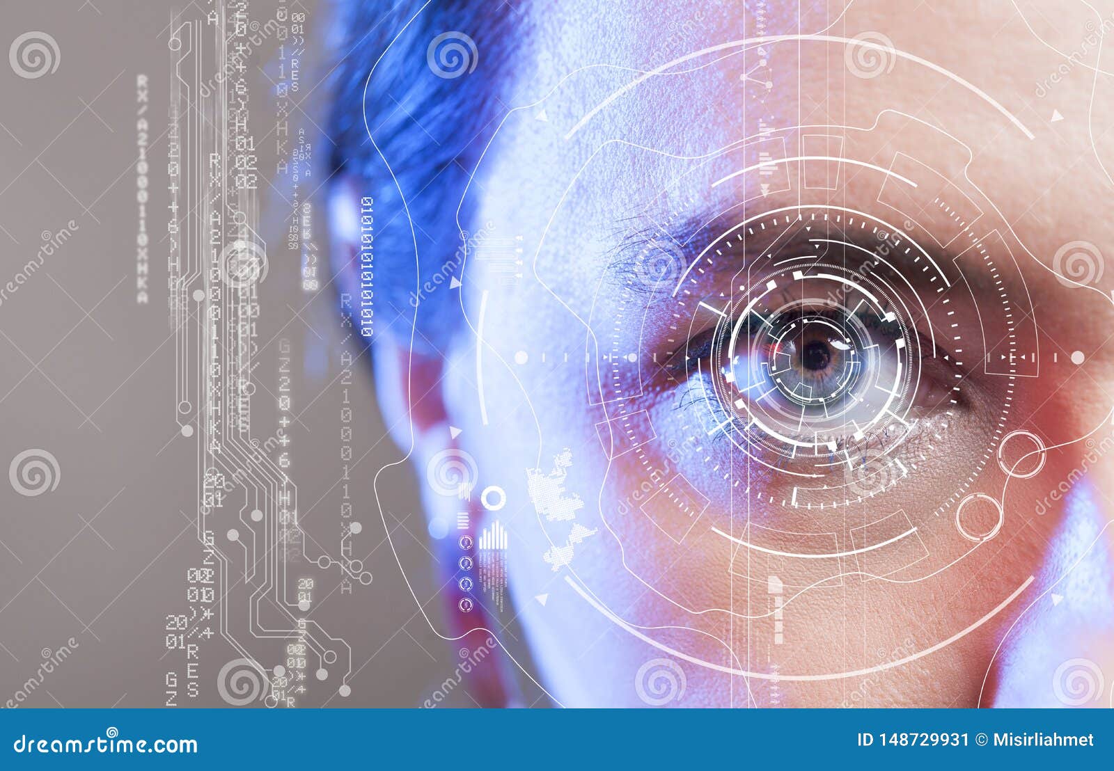 Human Eye and Graphical Interface. Smart Wearable Technology Concept ...