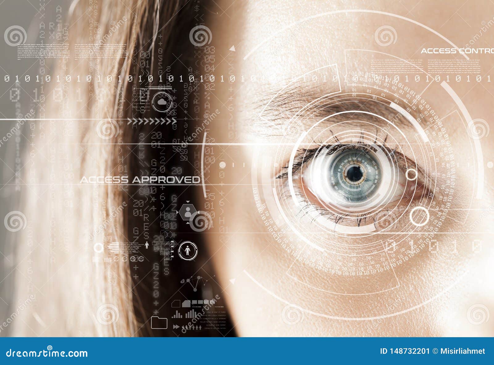 Human Eye and Graphical Interface. Smart Wearable Technology Concept ...