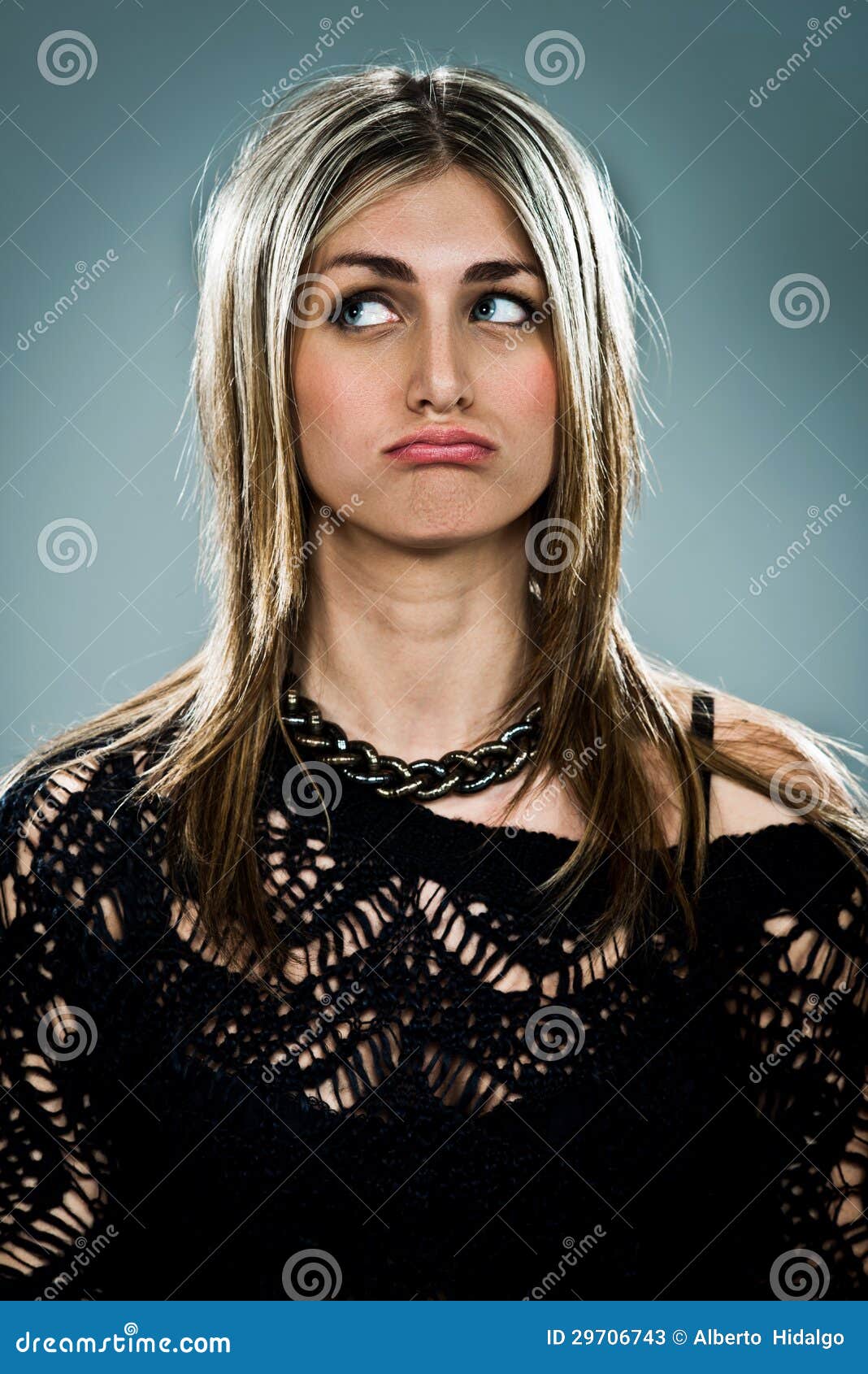 Young Woman with Sad Expression Stock Image - Image of beautiful ...