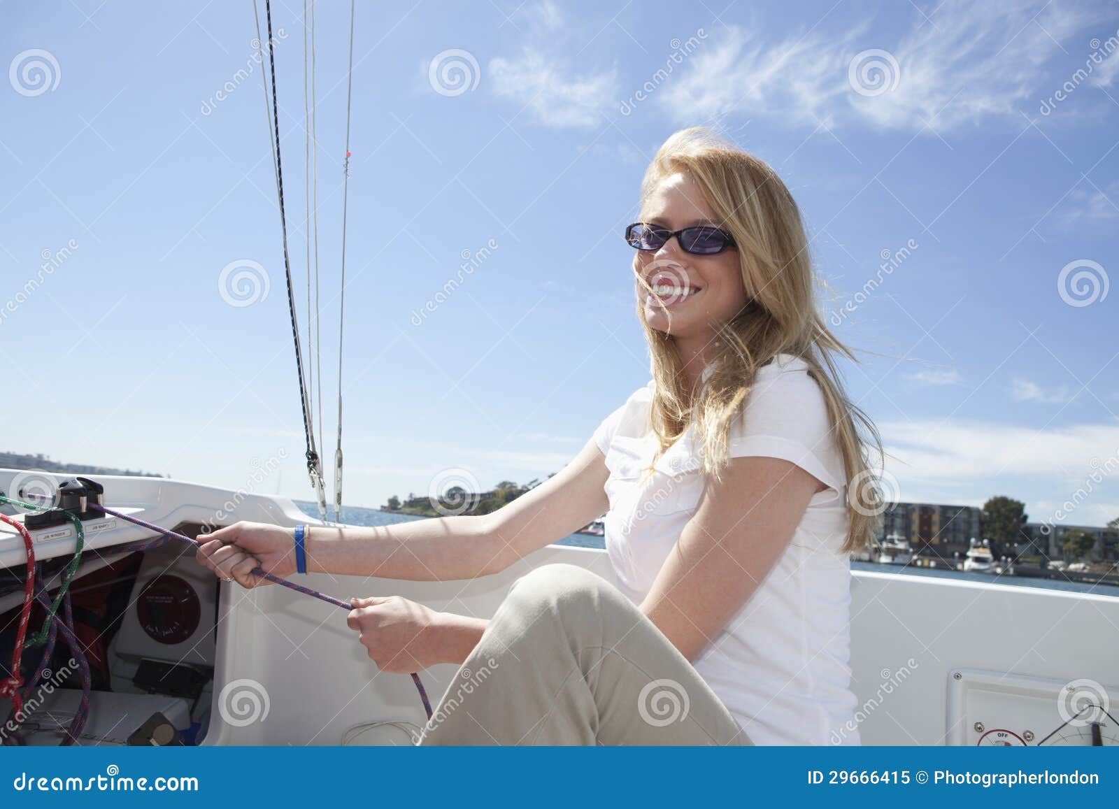 Young woman sailing stock image. Image of hobbies, happiness - 29666415