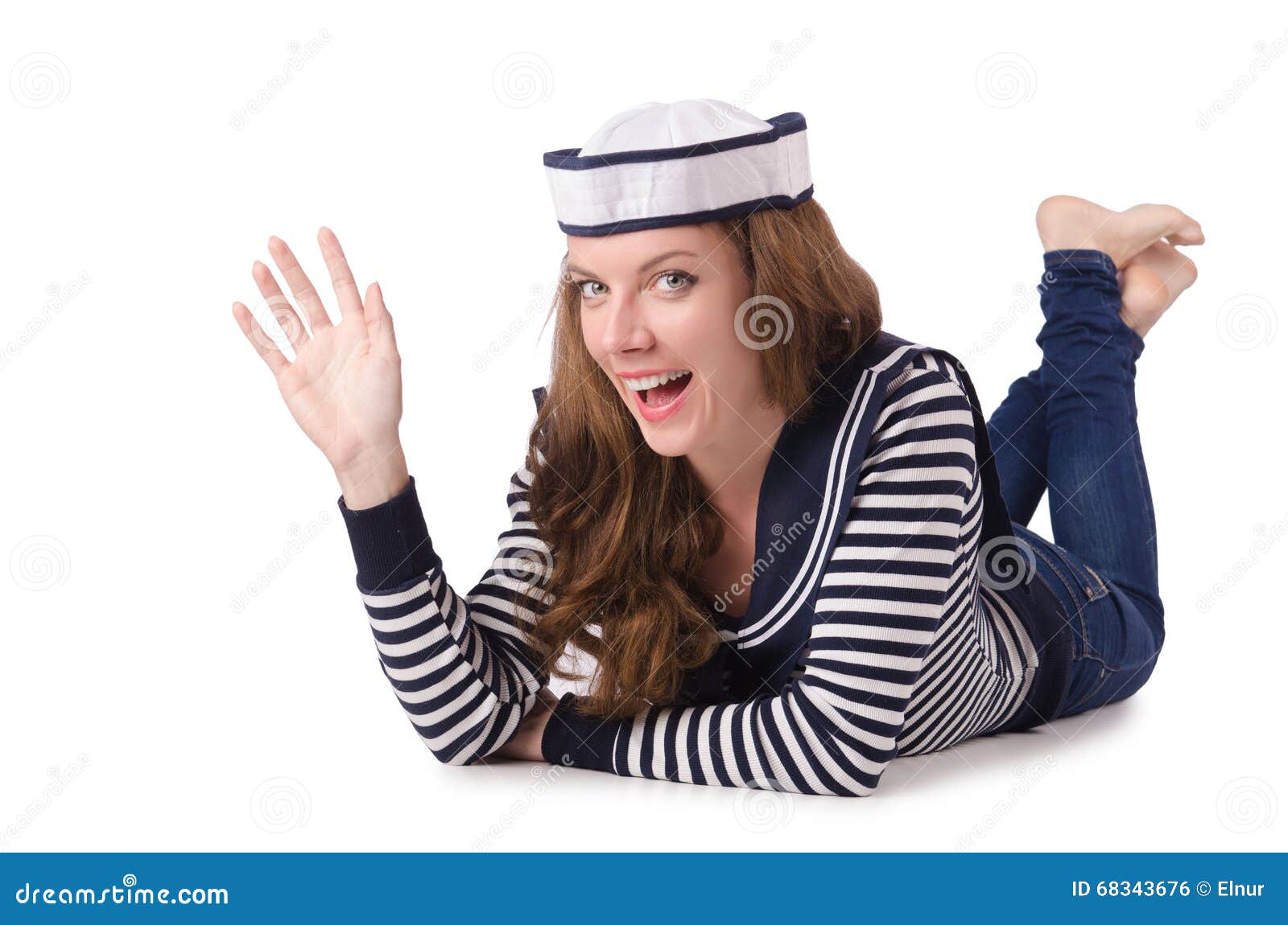 The Young Woman Sailor Isolated on White Stock Photo - Image of ...