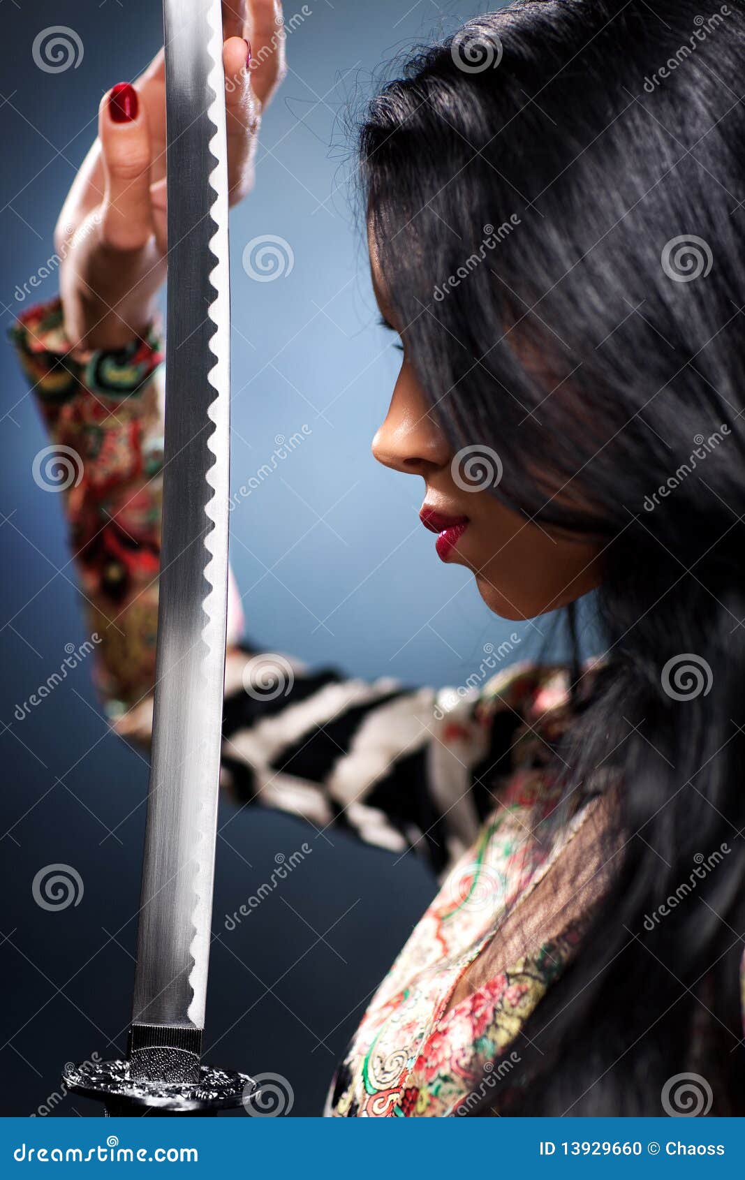 Young Woman with Samurai Sword Stock Photo - Image of hand, finger ...