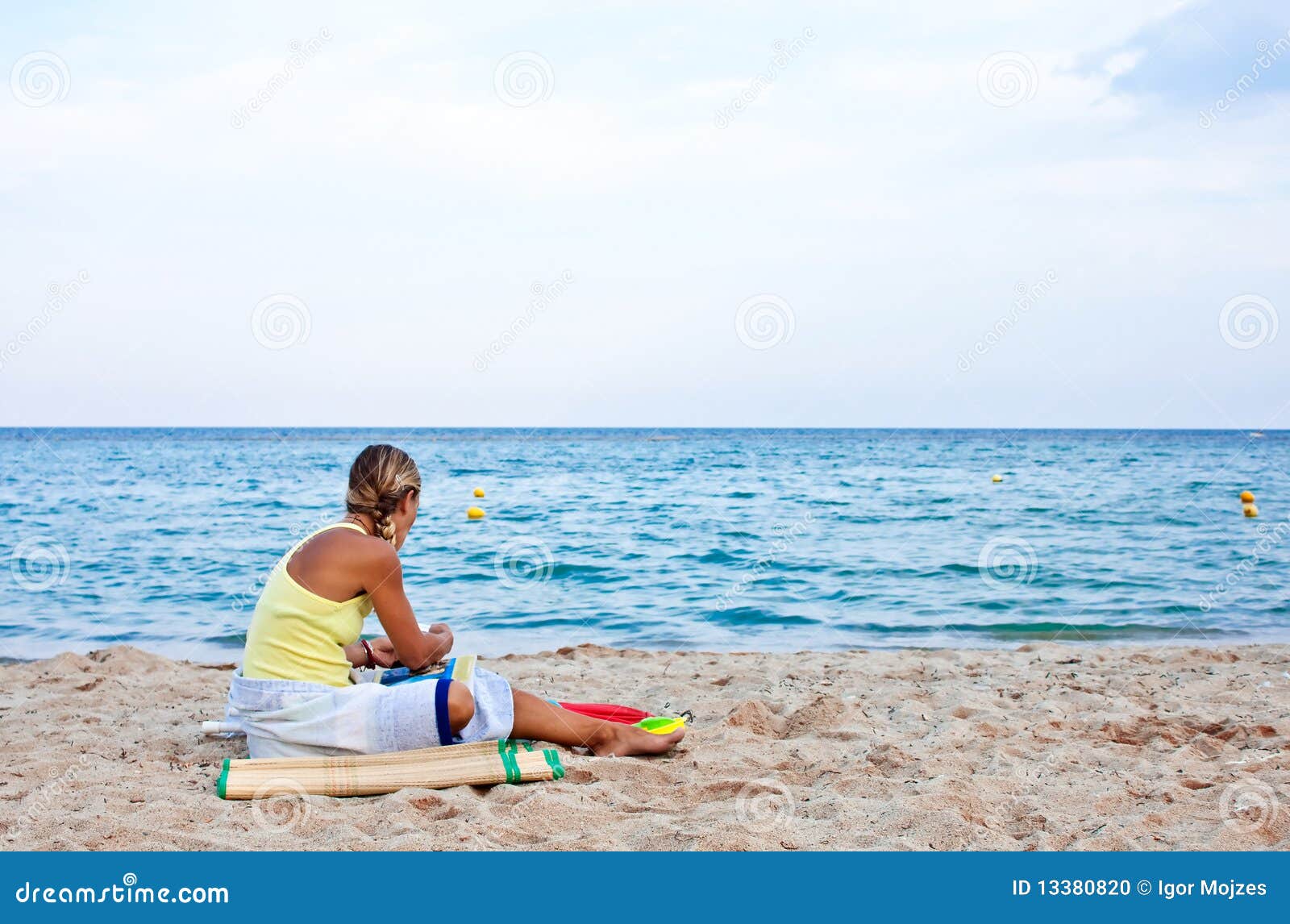 Young woman on sandy beach stock photo. Image of pretty - 13380820