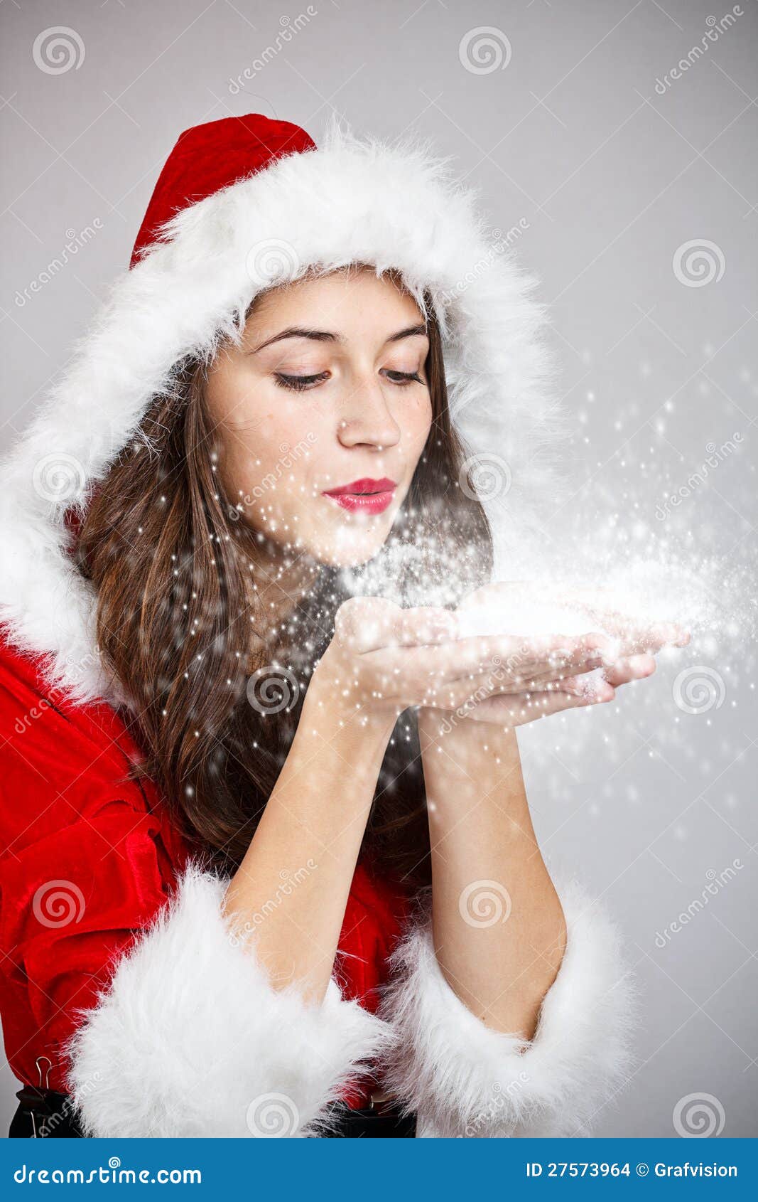 Young woman in santa cloth stock photo. Image of woman - 27573964